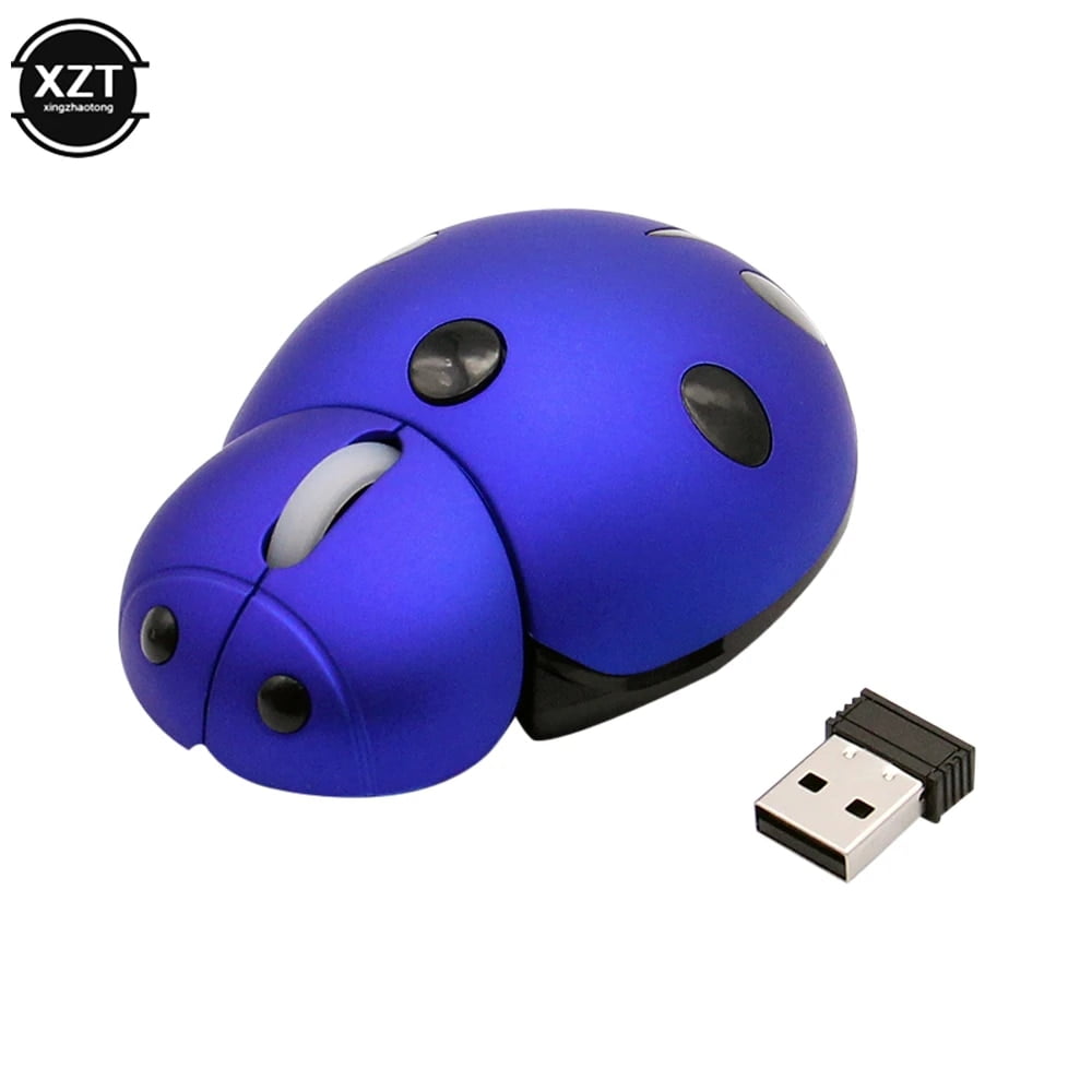Portable Wireless Laser Mini Ergonomic Computer Mouse Creative Ladybug ...