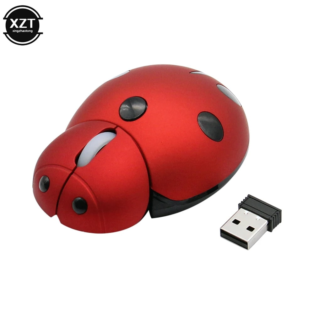 Portable Wireless Laser Mini Ergonomic Computer Mouse Creative Ladybug ...
