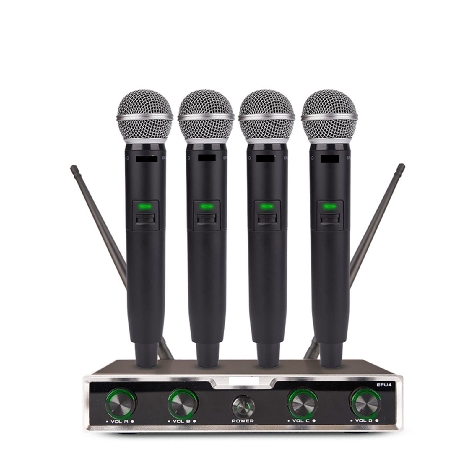 Portable Wireless Microphone System Professional 4 Channel UHF Dynamic ...