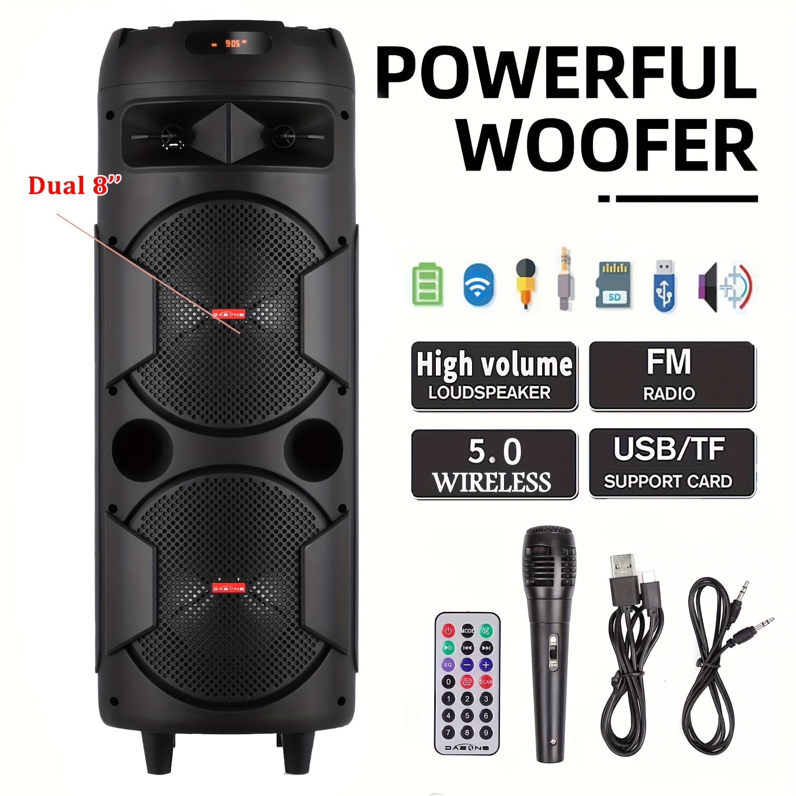 Portable Wireless PA Speaker System - Built In Rechargeable 1800mAh ...
