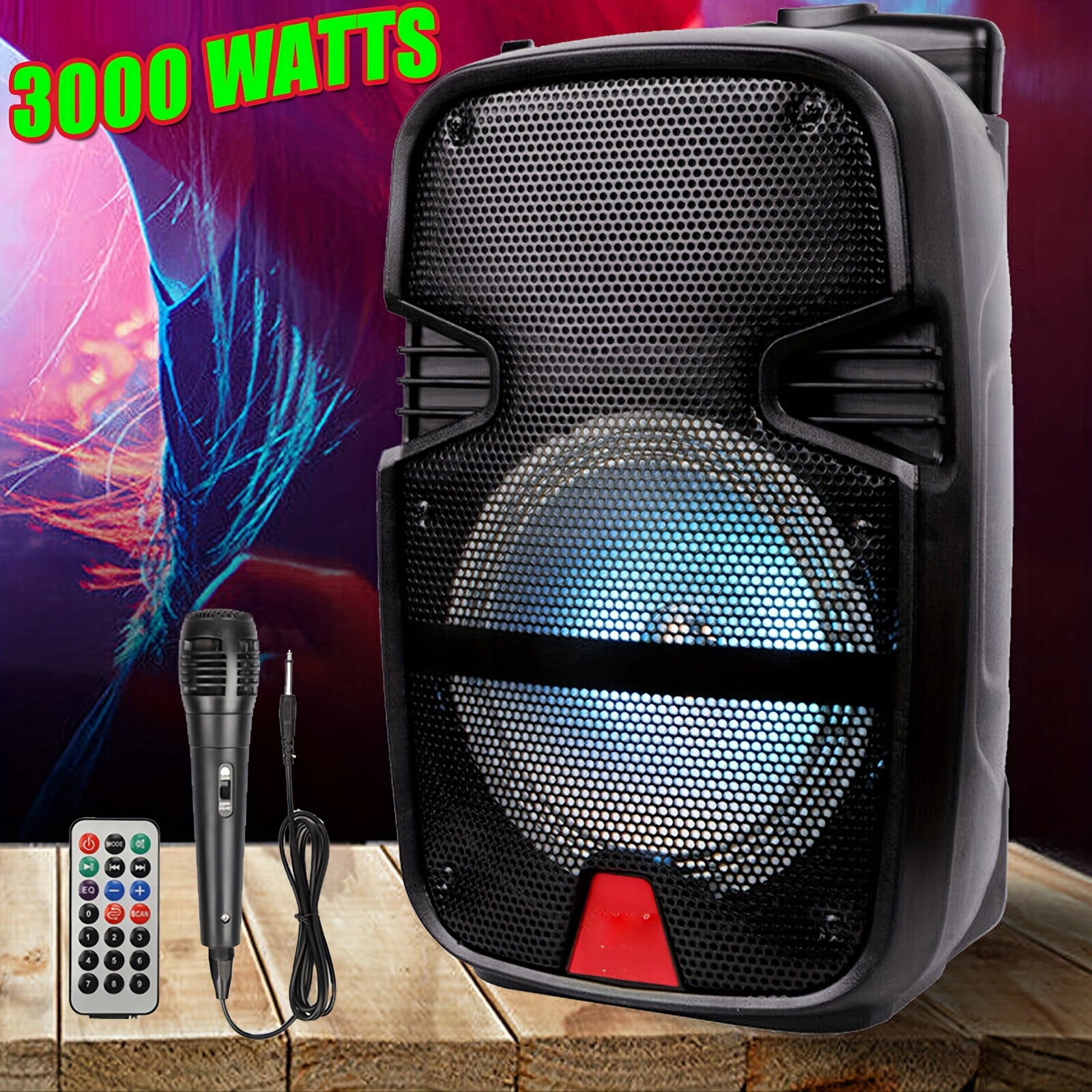 Portable Wireless PA System - Compact 8" Subwoofer, 3000-Watt Peak ...