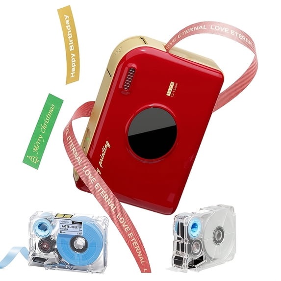 Portable Wireless Thermal Label Printer with 2-in-1 Ribbon Compatible ...