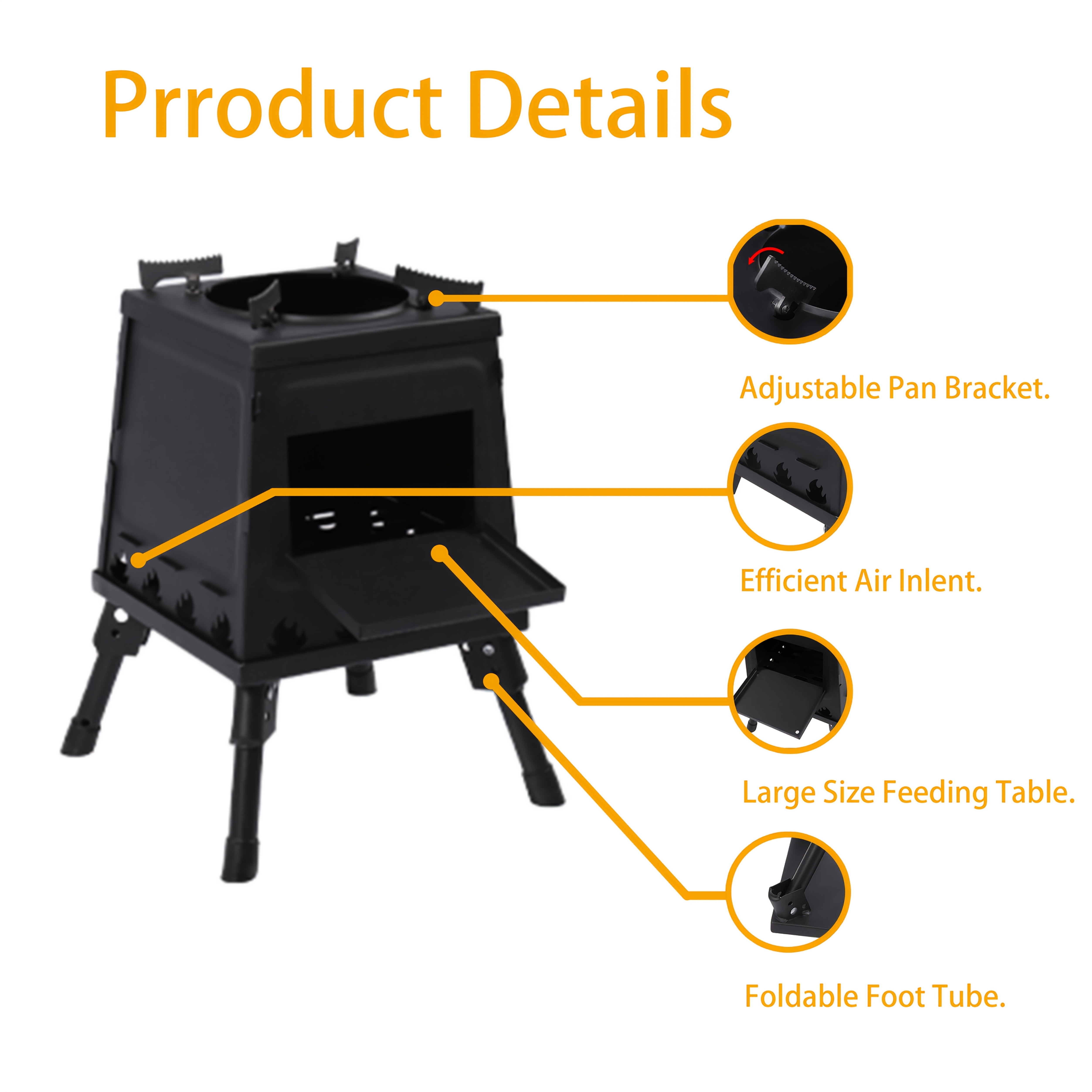 Portable Wood-Burning Camping Stove - Multifunctional Outdoor BBQ Grill ...