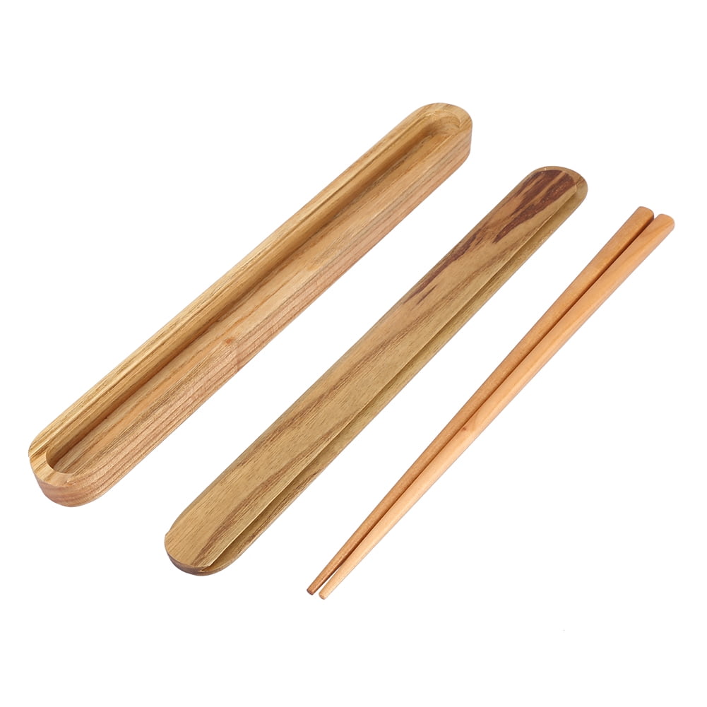 Portable Wooden Chopsticks with Pull Out Wood Color Chopsticks Box Case ...