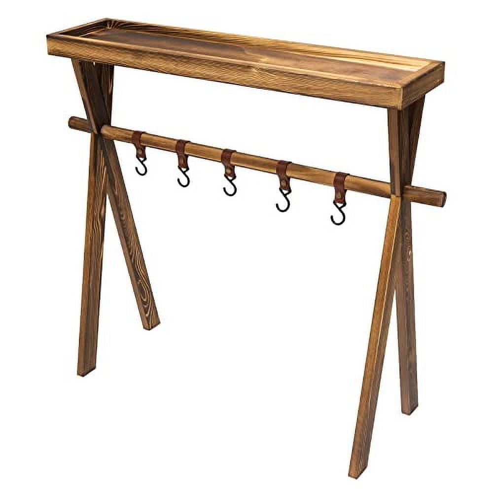Portable Wooden Picnic Rack, with hanging hook, Lightweight Wood ...
