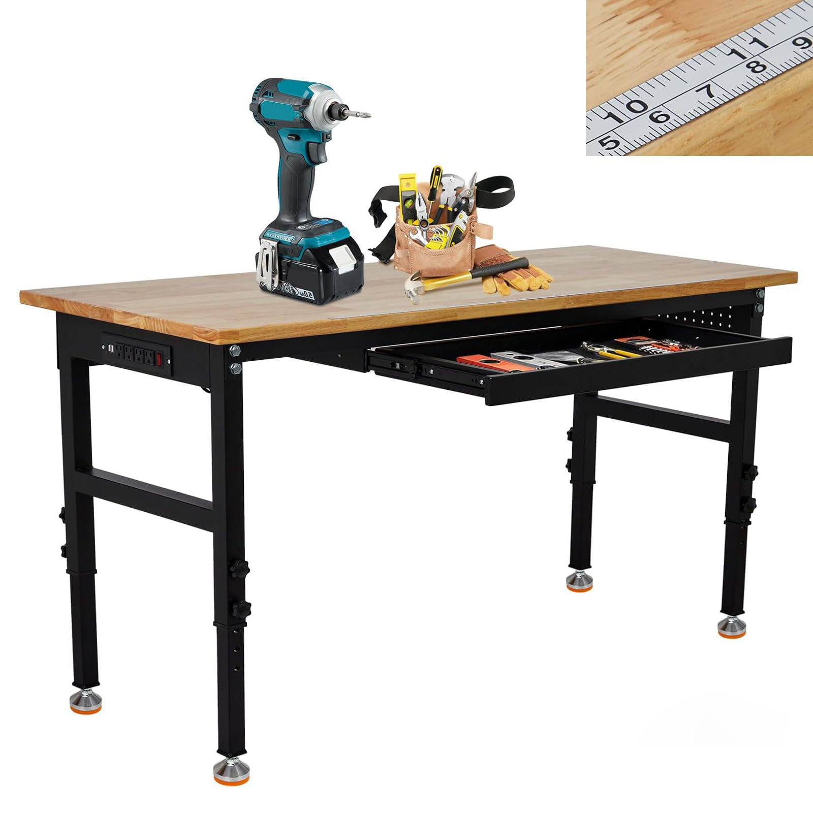 Portable Workbench,48" Adjustable Workbench,Rolling Heavy Duty Work ...
