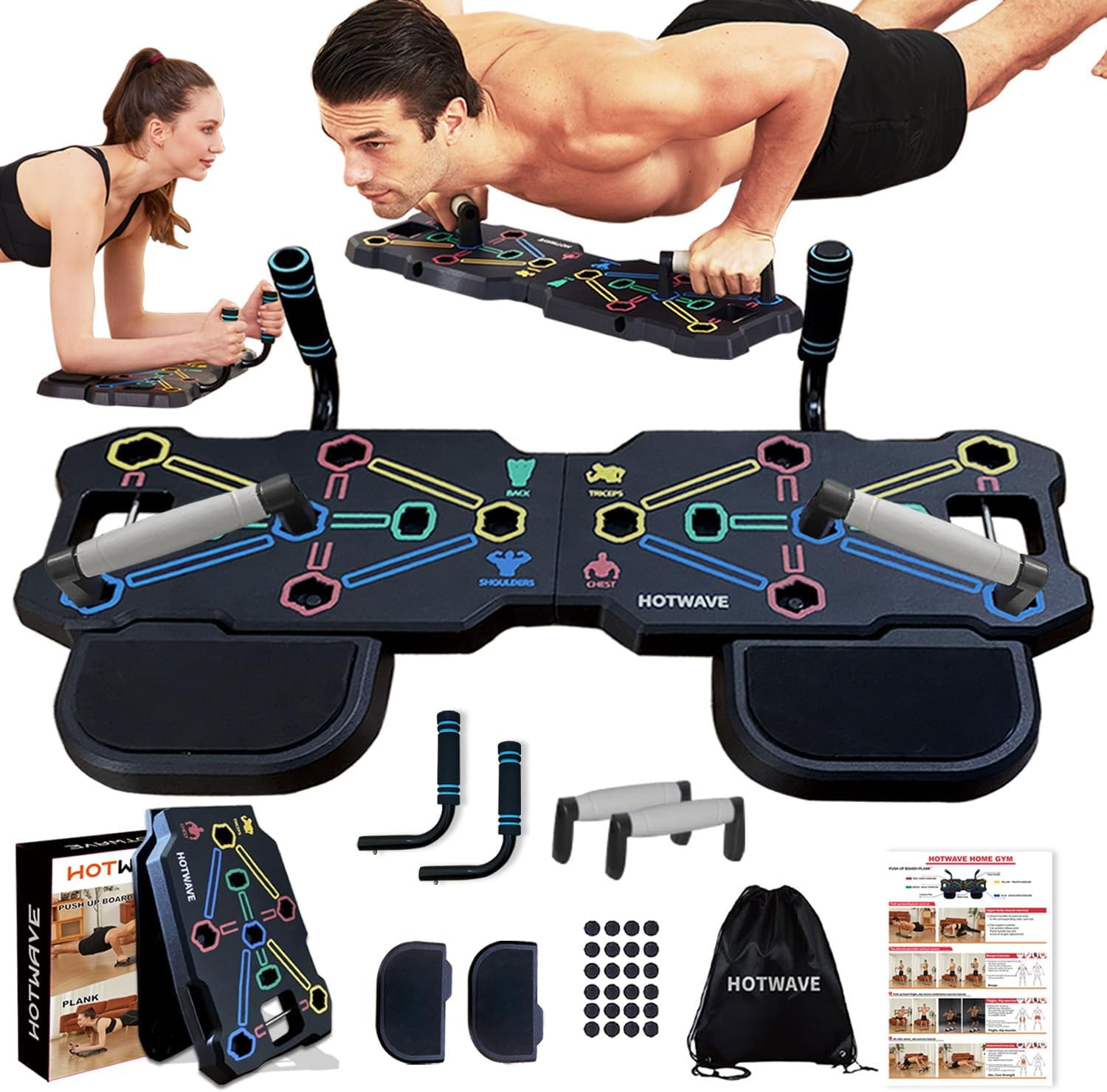 Portable Workout Equipment with 20 Gym Accessories.Push Up Board &Plank ...