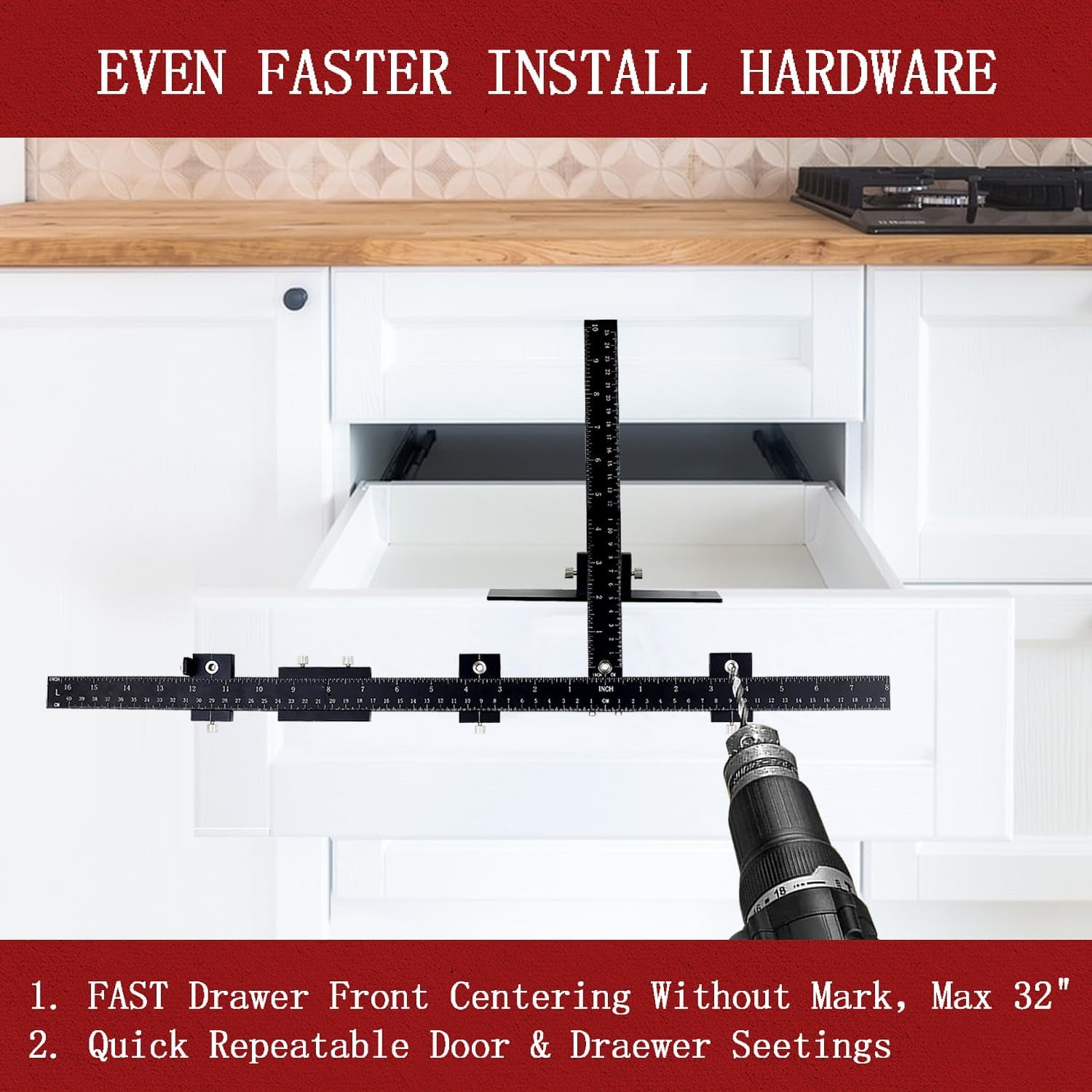 Portable YYinno Extendable Cabinet Handle Template Tool Drilling Guide ...