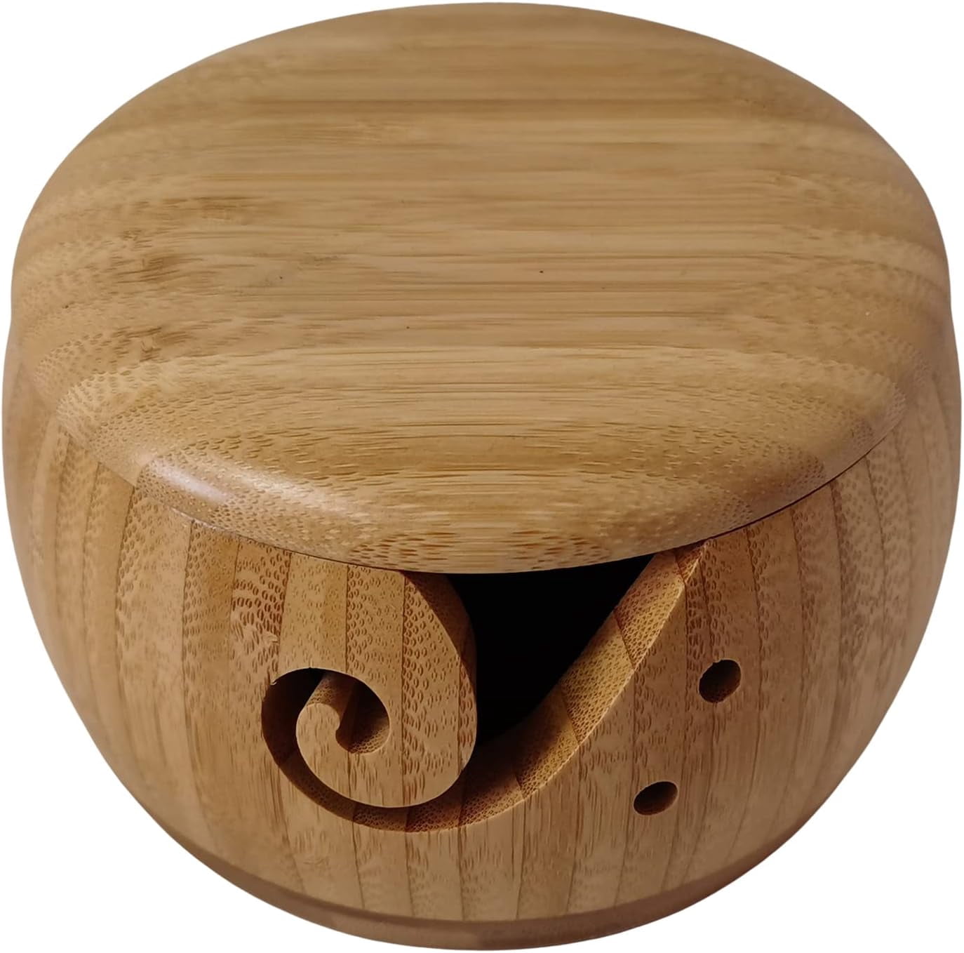 Portable Yarn Bowl with Lid, Wooden Wool Yarn Storage Basket Organizer ...