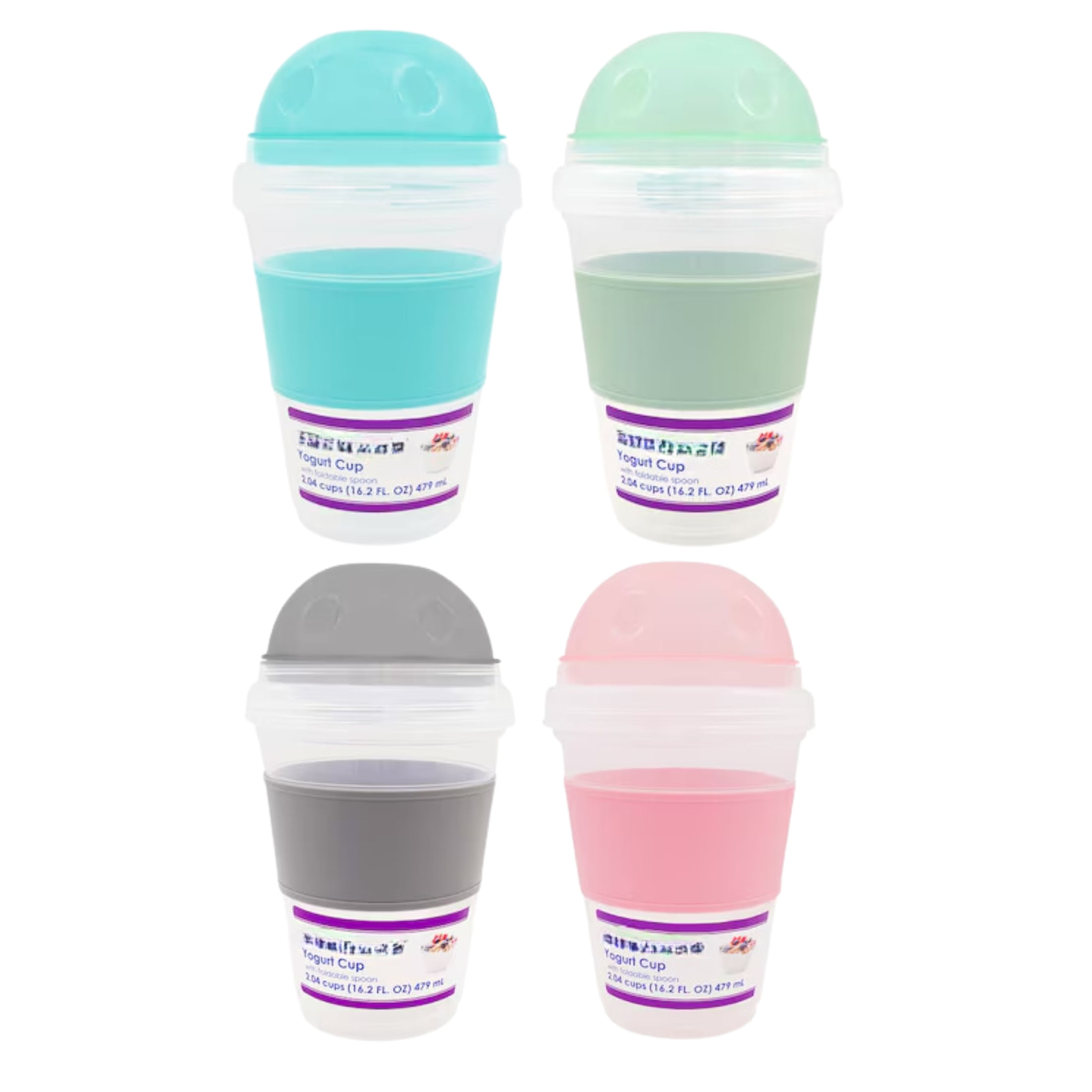 Portable Yogurt Cups 14.3 oz with Foldable Spoon for Home Kitchen ...