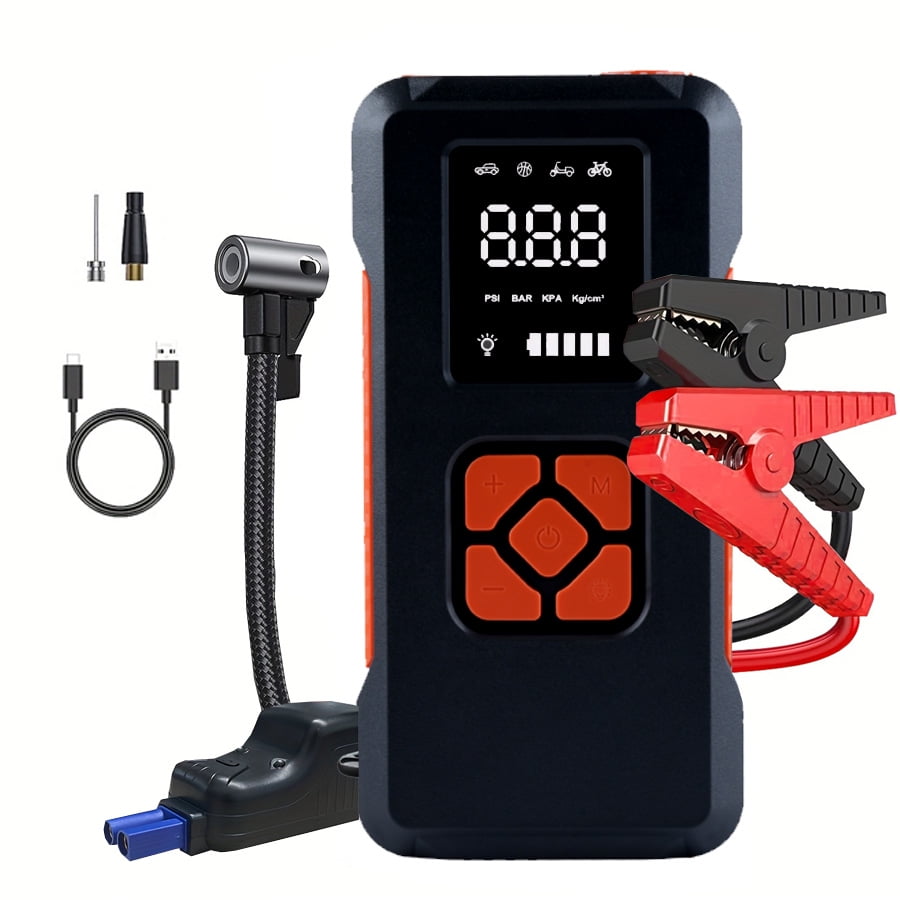 Portable car starter with air pump, 4000A peak 12V car battery starting ...