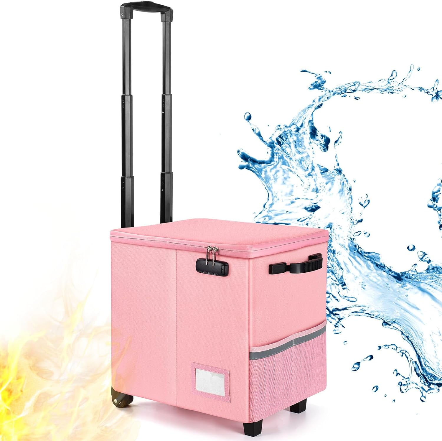Portable fireproof rolling file box with Telescopic handle,file cart ...