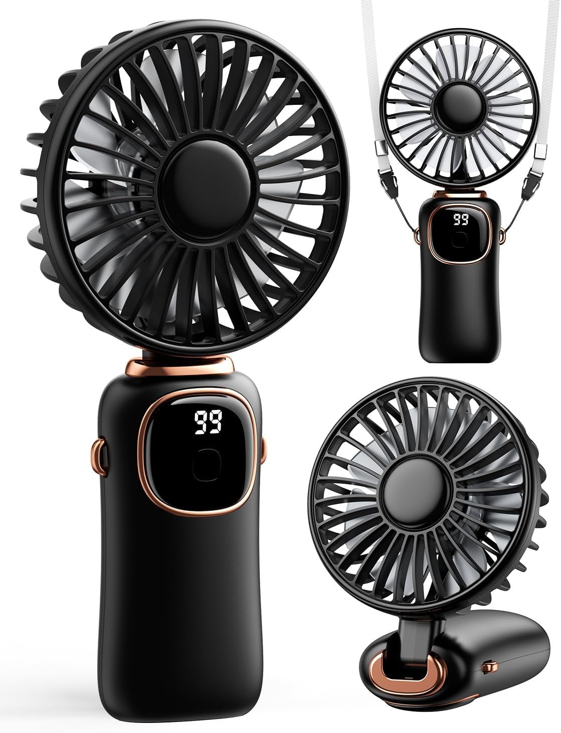 Portable handheld fan, 4000mAh battery powered fan, with LED display ...