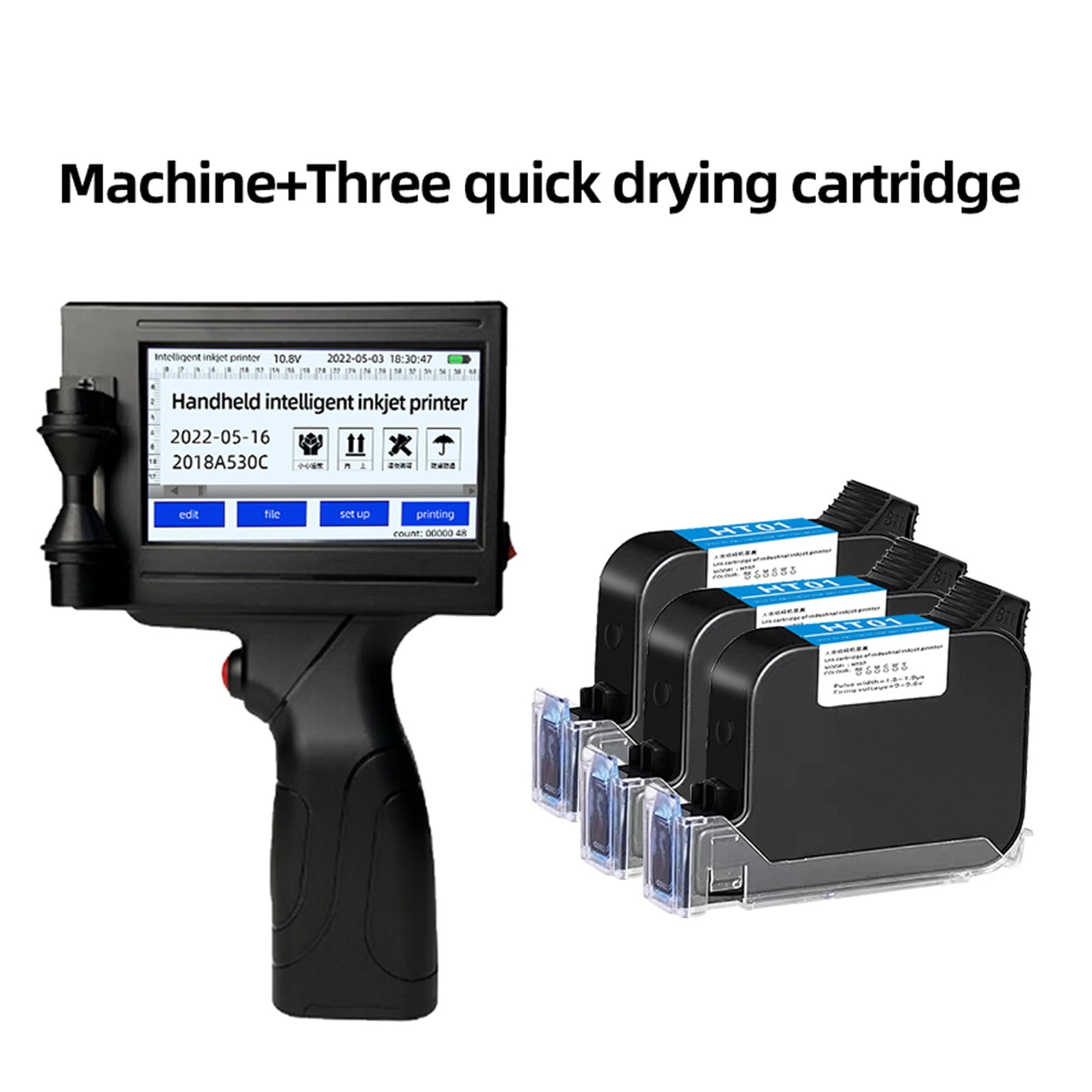 Portable handheld inkjet printer, batch number label pattern printer, non-fading printing on ...