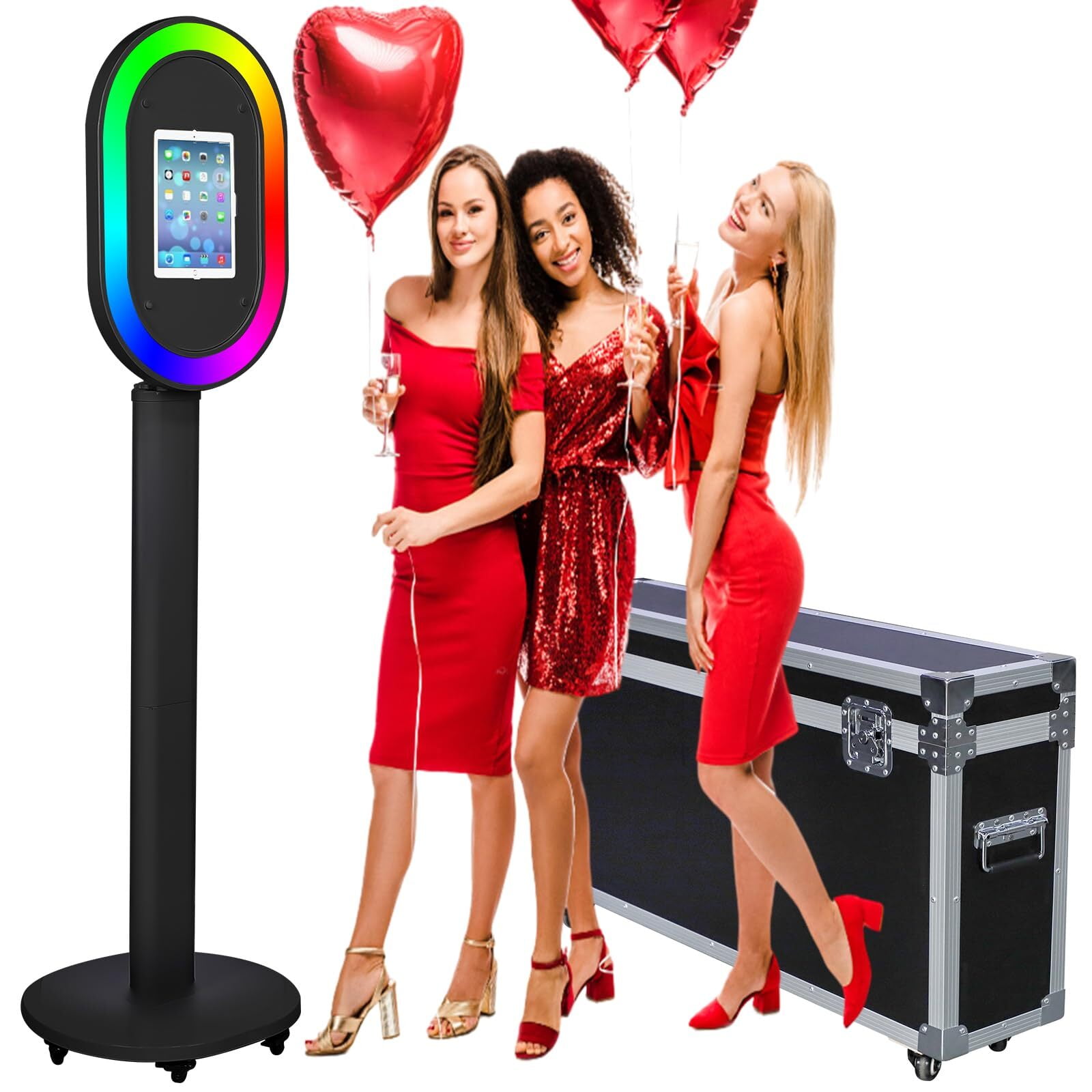 Portable iPad Photo Booth Stand with RGB Ring Light - Compatible with ...