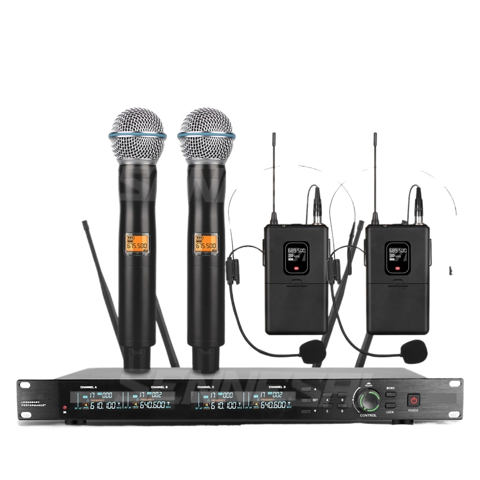 Portable microphone 4 Channel UHF Microphone Dynamic Handheld Party ...