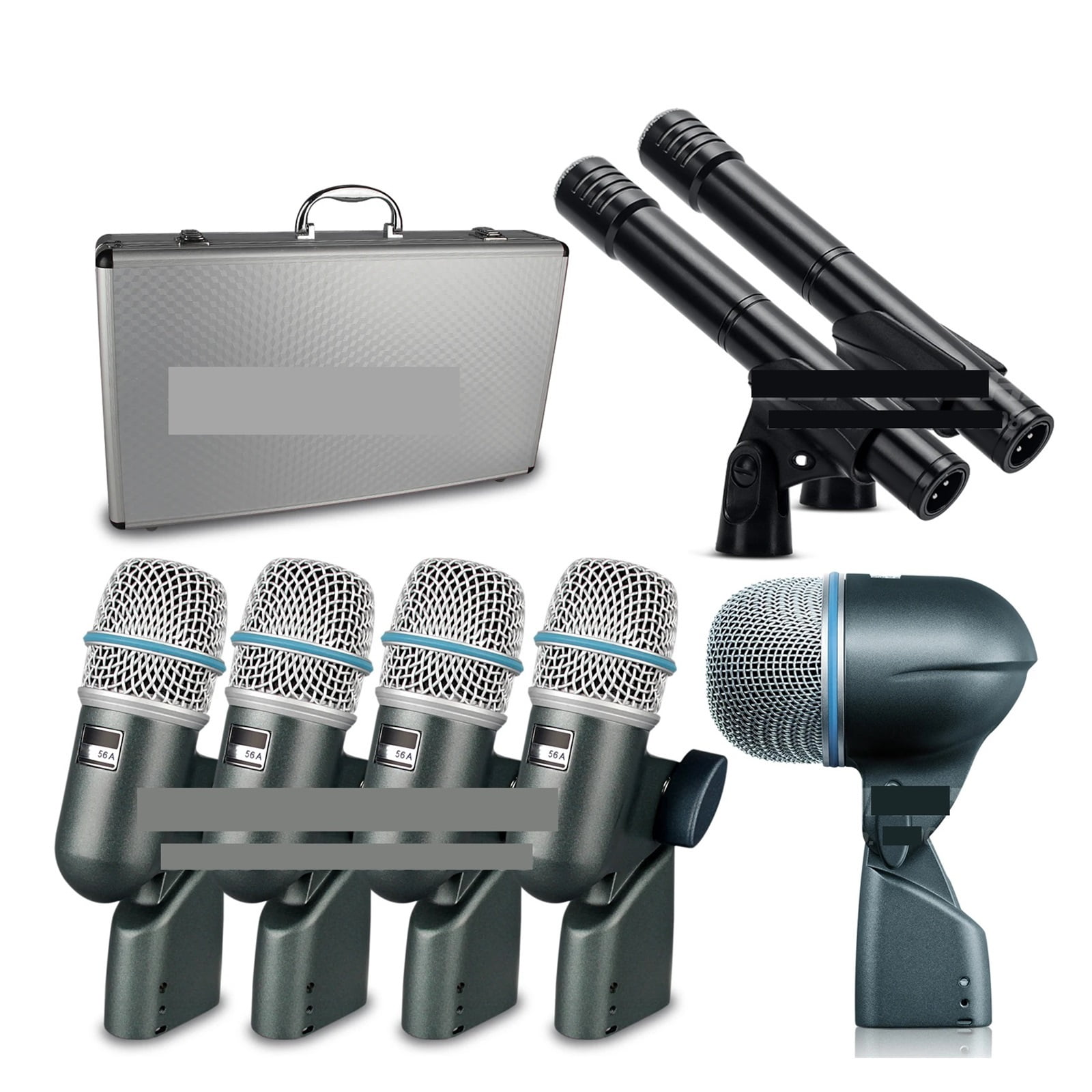 Portable microphone 7 Piece Wired Dynamic Drum Mic Tom/snare Drum And ...