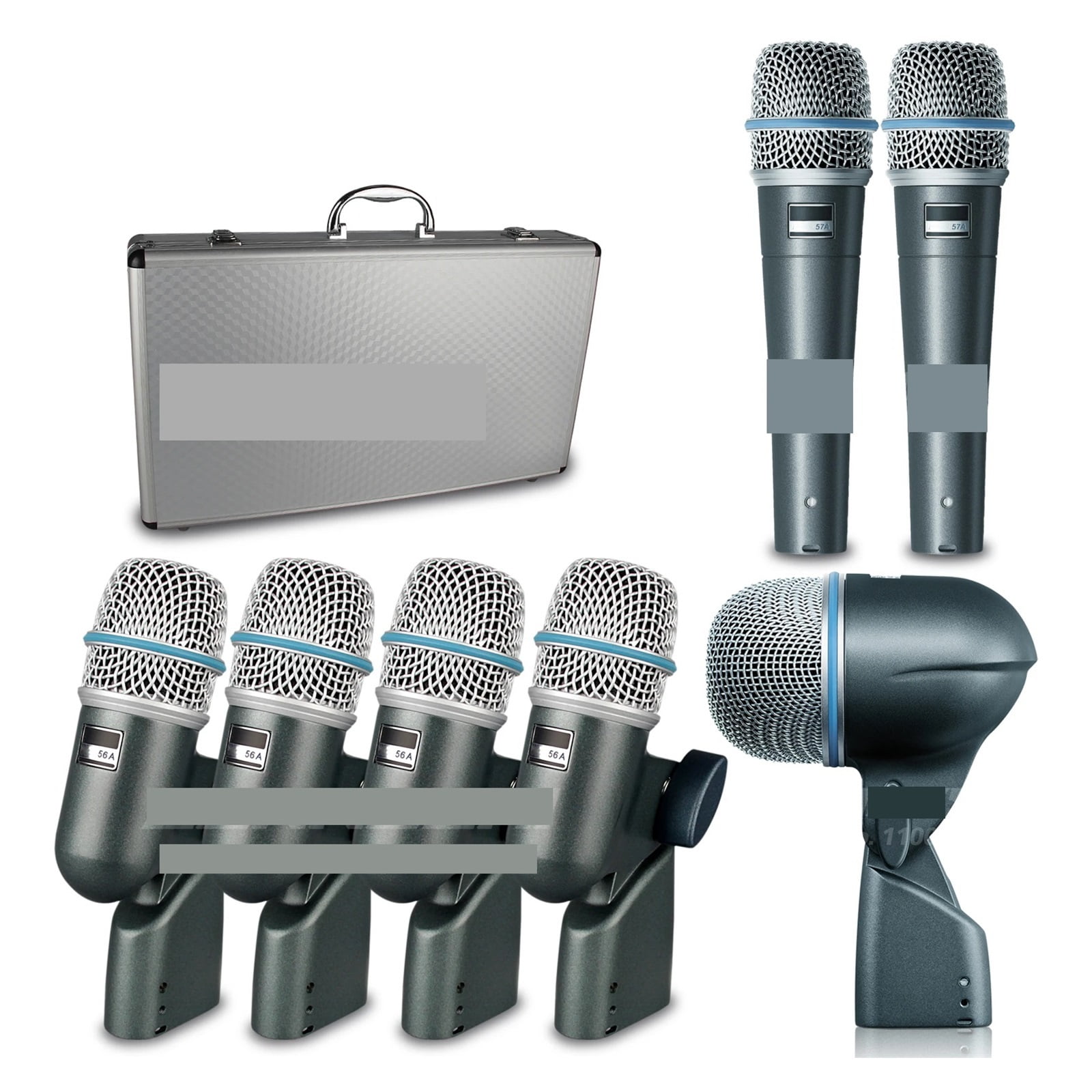 Portable microphone 7 Piece Wired Dynamic Drum Mic Tom/snare Drum And ...