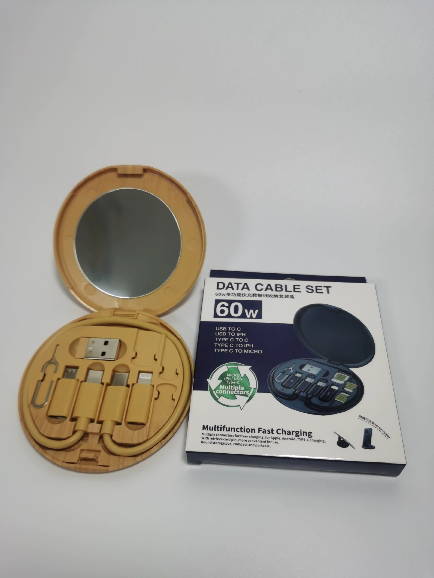 Portable multi-functional data cable storage box, 60W fast charging mobile phone stand, Apple ...