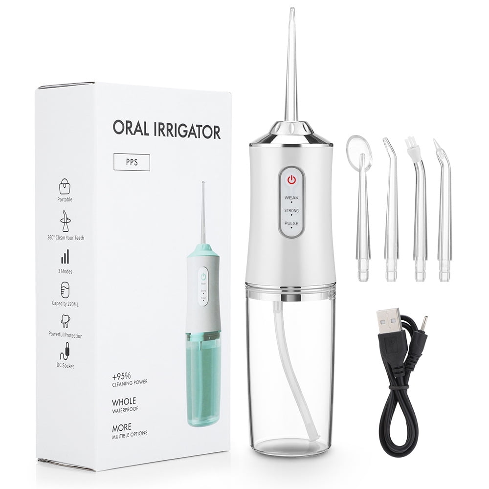 Portable oral irrigator dental water flosser usb rechargeable water jet floss tooth pick 4 jet ...