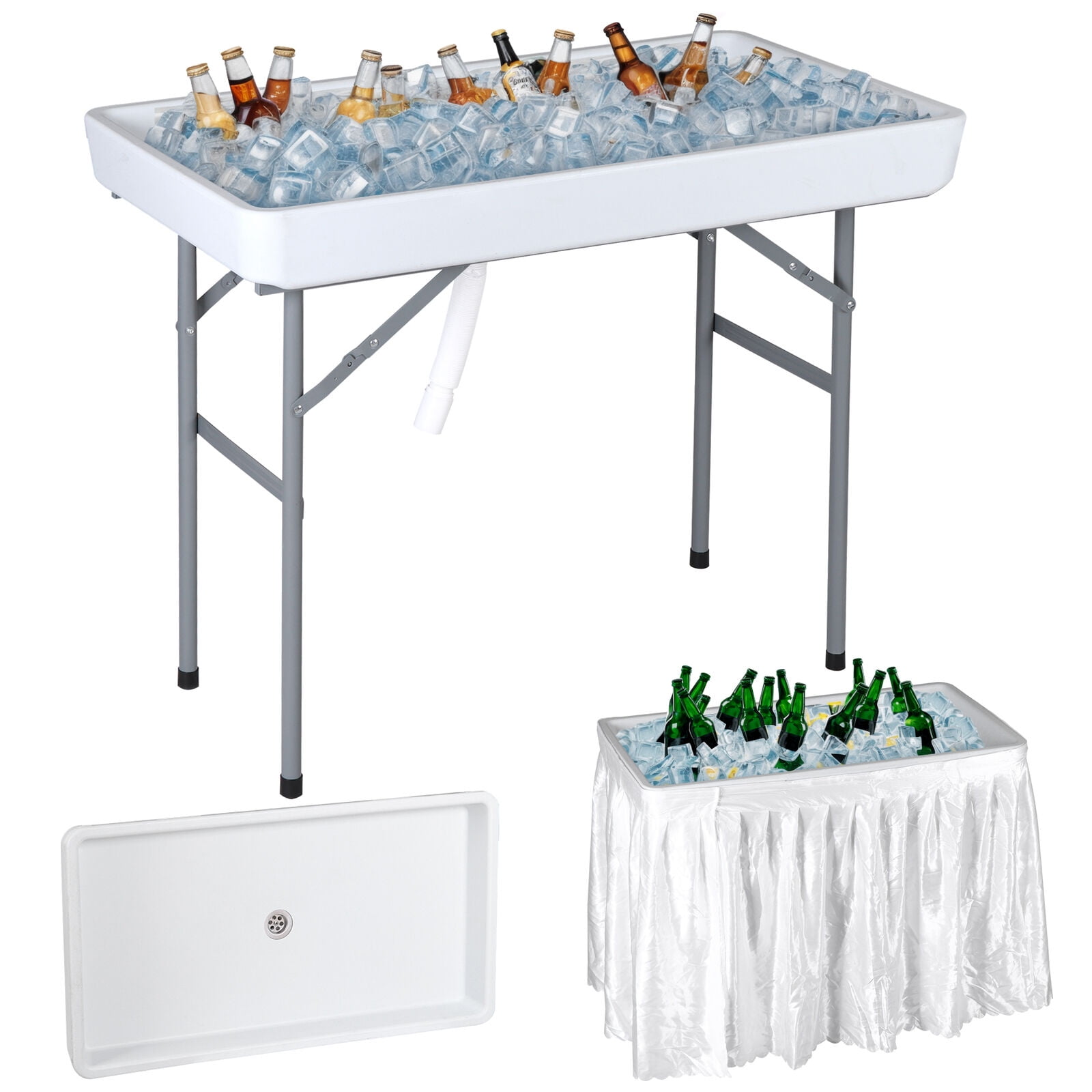 Portable outdoor icebox table, white Party icebox folding table, with 5 ...