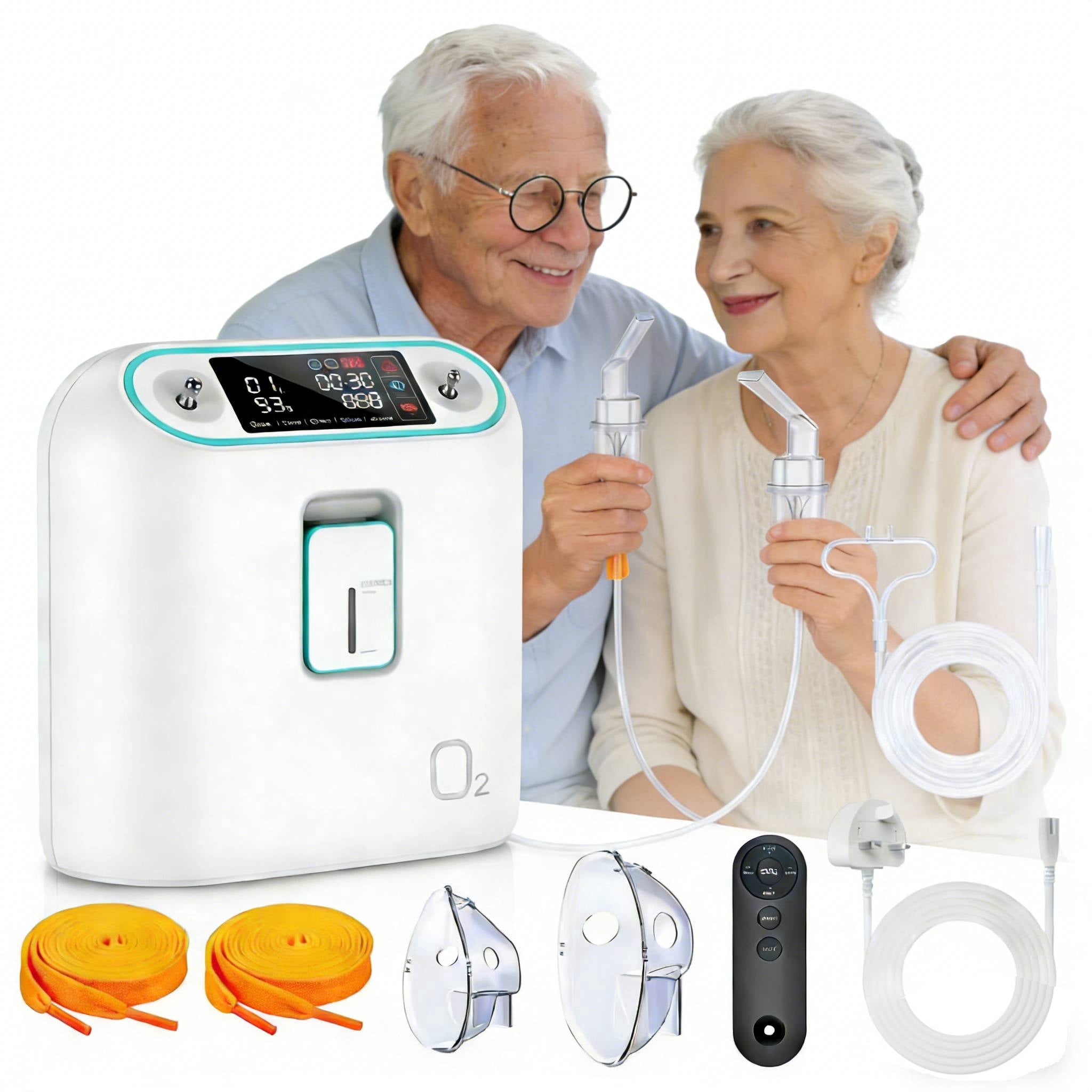 Portable oxygen tube machine for home and travel (1-8L), complete set ...