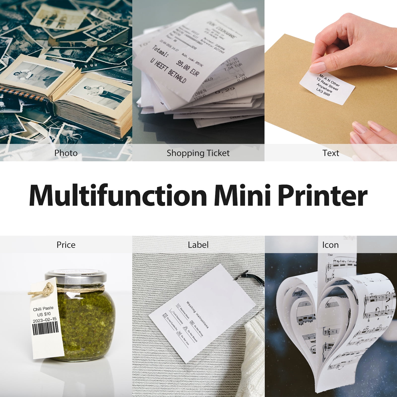 Portable printer,Receipt Inkless Sticker Pocket Printer Portable ...