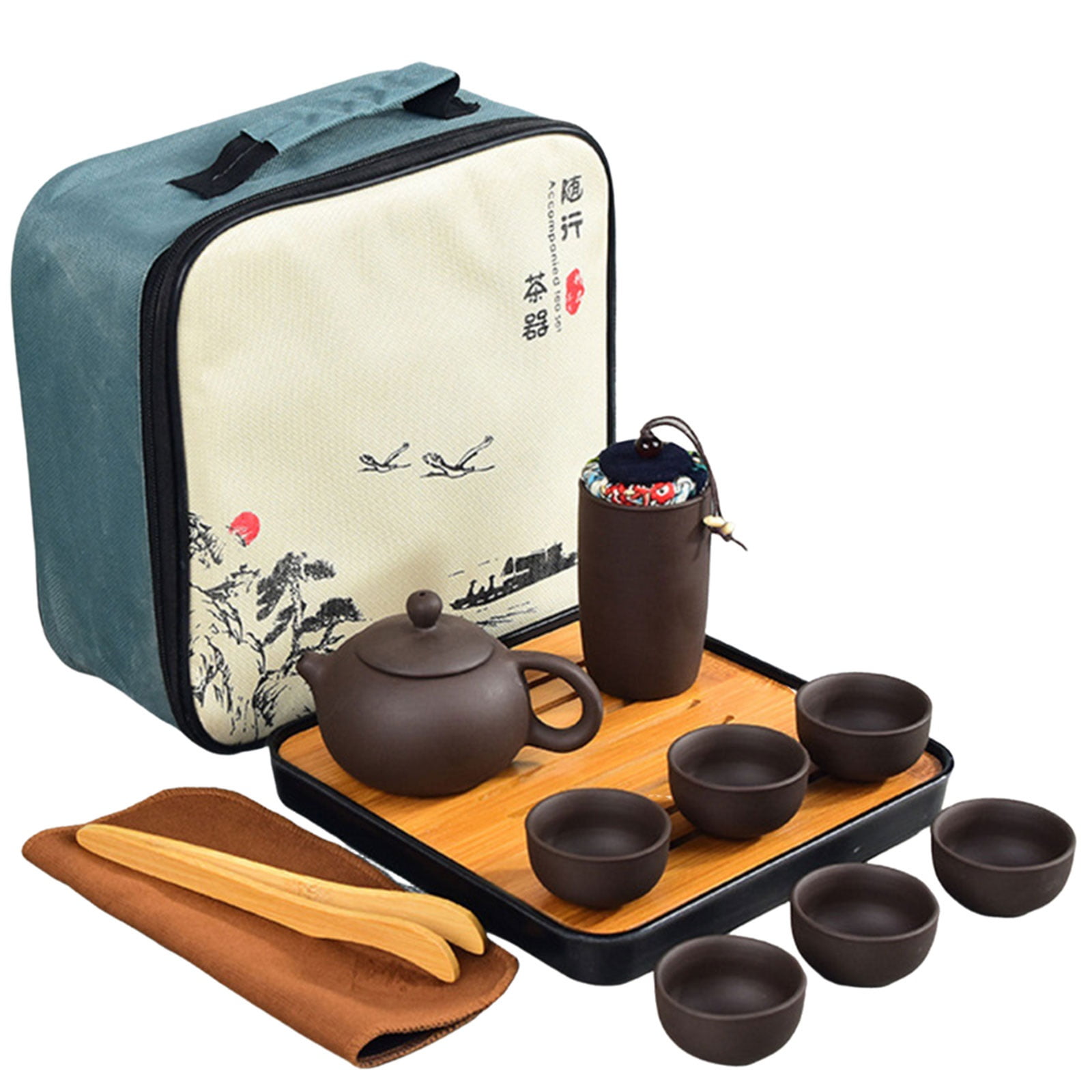 Portable purple clay gift box, portable travel tea set with travel bag ...