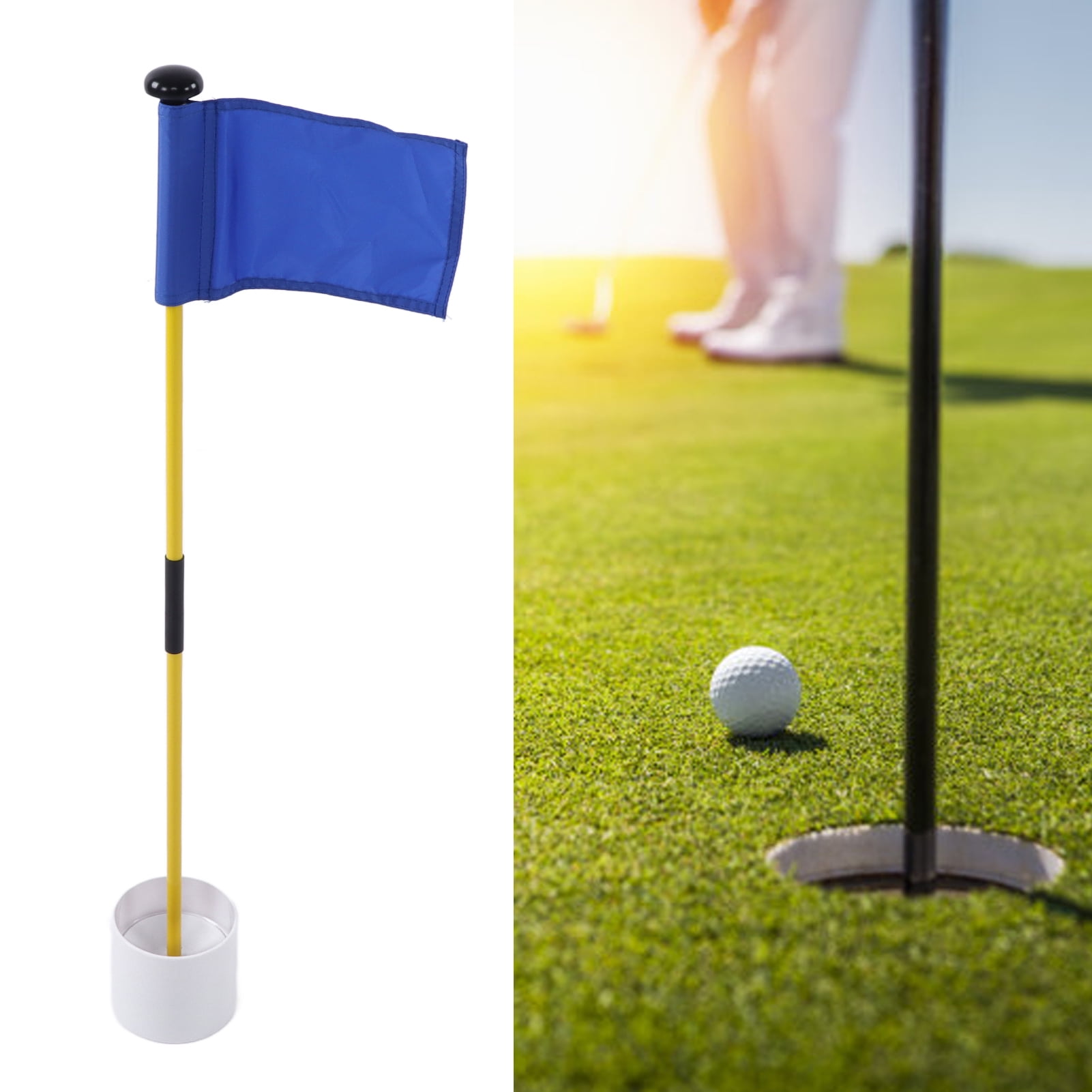 Portable Putting Green Kit: 2,Section Flagpole, Nylon Flag Drainage ...