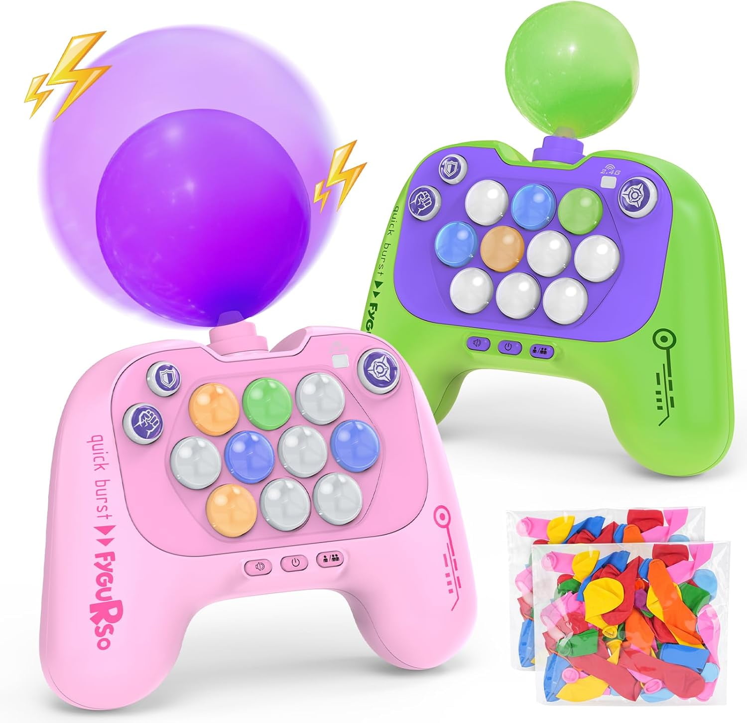 Portable speed-pushing ball game machine, with balloons, for two ...
