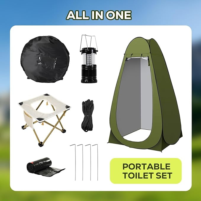 Portable toilet pop-up Privacy tent set, outdoor camping bathroom tent ...