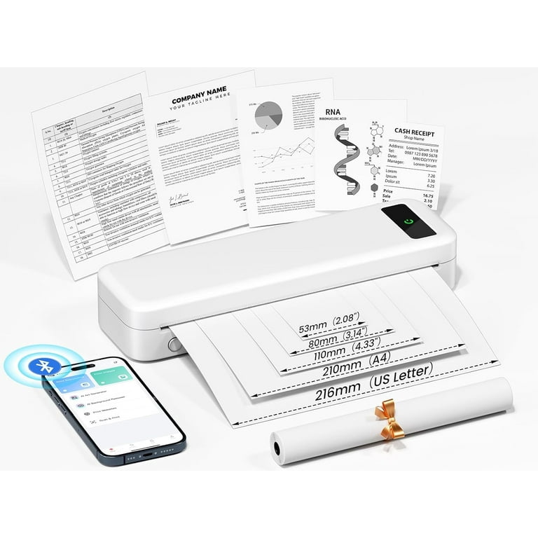 Inkless Portable Thermal Printer - Inkless Wireless For A4/A5/Letter ...