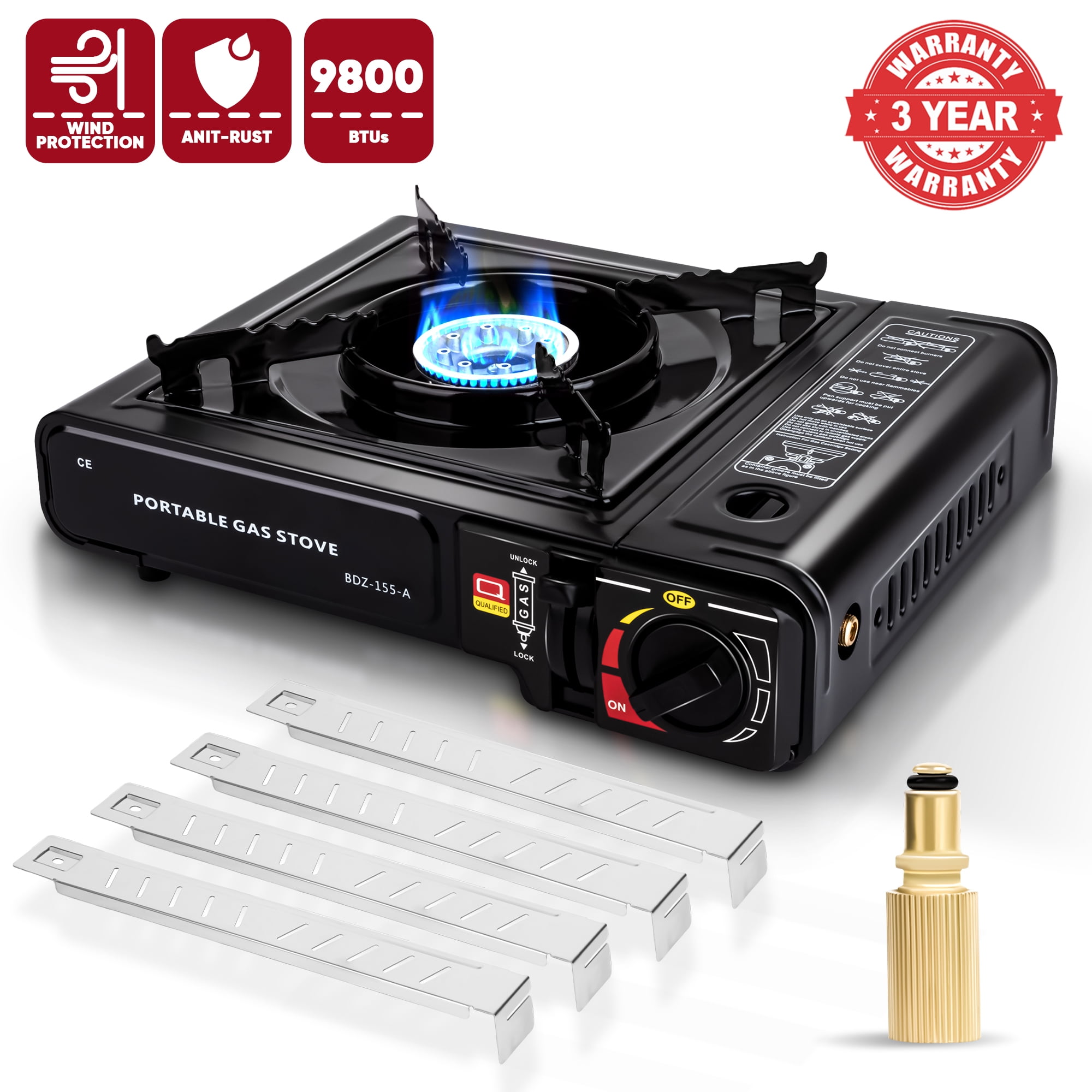 PortableOut Camping Stove with Dual Fuel Butane Propane Compatibility ...