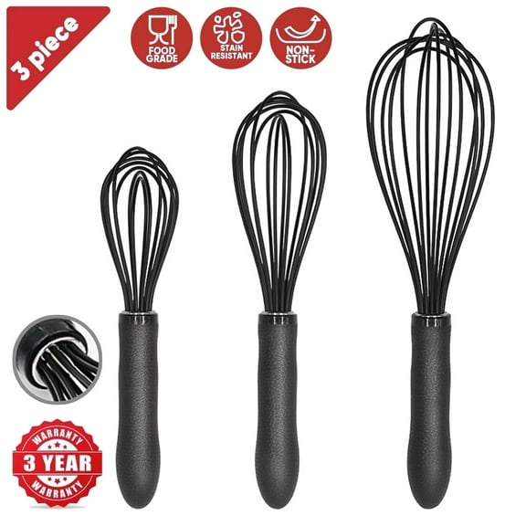 3-Pack Stainless Steel Balloon Whisk Set (7"/9"/11") - Thick Wire ...