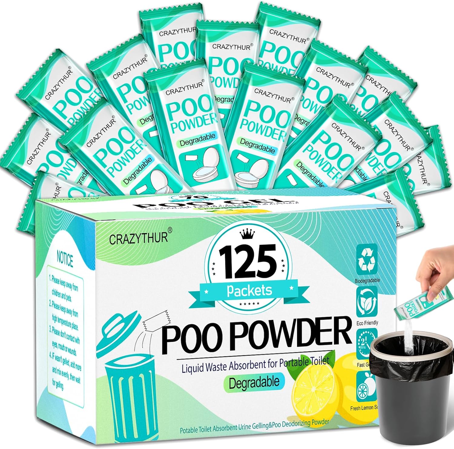 PortablePortable Toilet Gel, Poo Powder for Portable Toilet, Camping ...