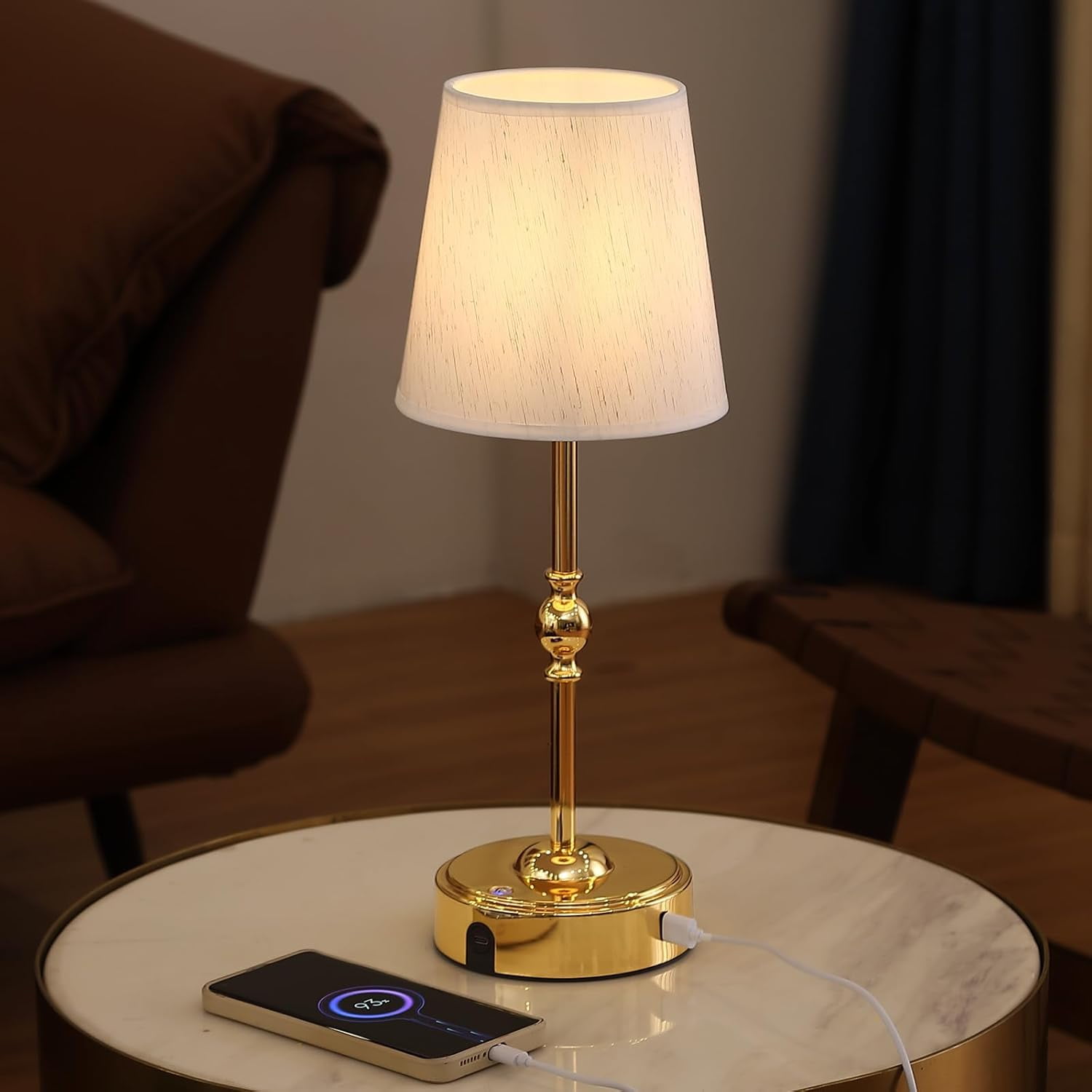 Portables Cordless LED Table Lamp with Dimmer,Outdoor Gold Desk ...
