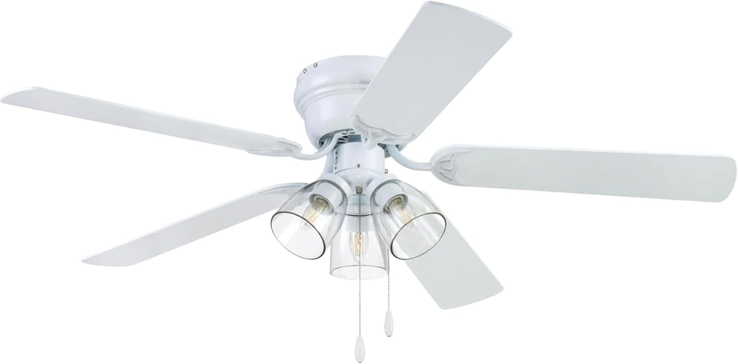 Portage Bay Ceiling 52" Renton White Indoor Fan with Clear 3 Light LED ...