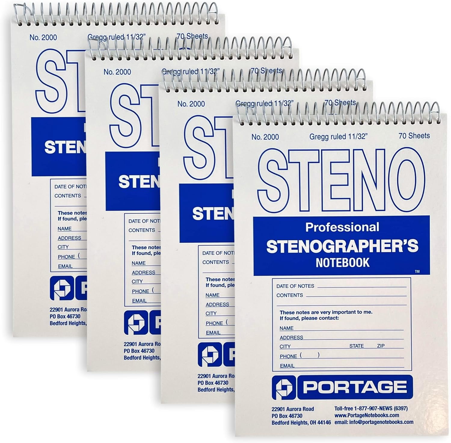 Portage Steno Notebook | 6" x 9" With Ultra Thick Backing Perfect For ...