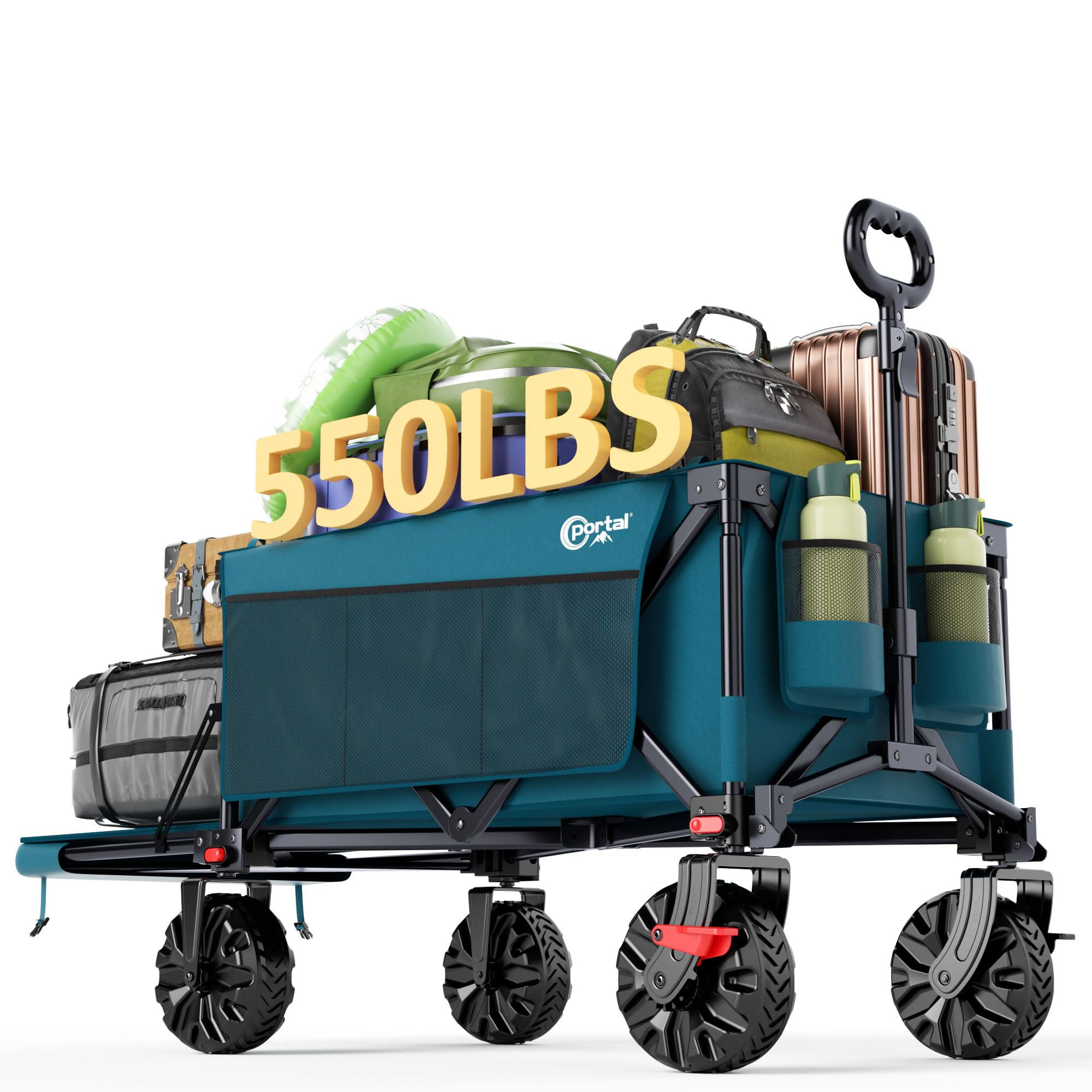Portal 300L Large Wagons Carts Foldable with Tailgate, 550LB Heavy-Duty ...