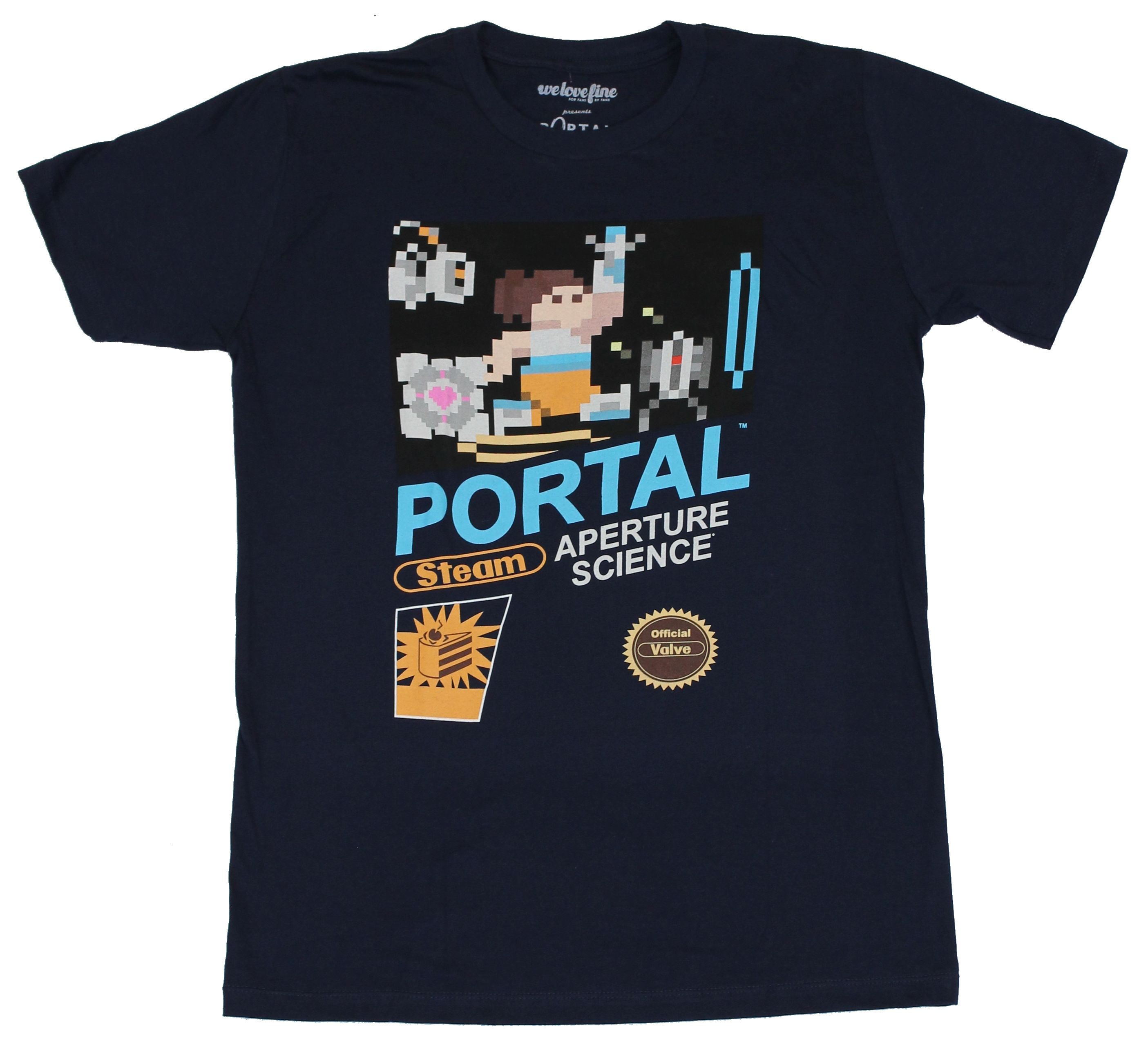 Portal Mens T-Shirt - Steam Aperture Science NES Box Art Image (2X ...
