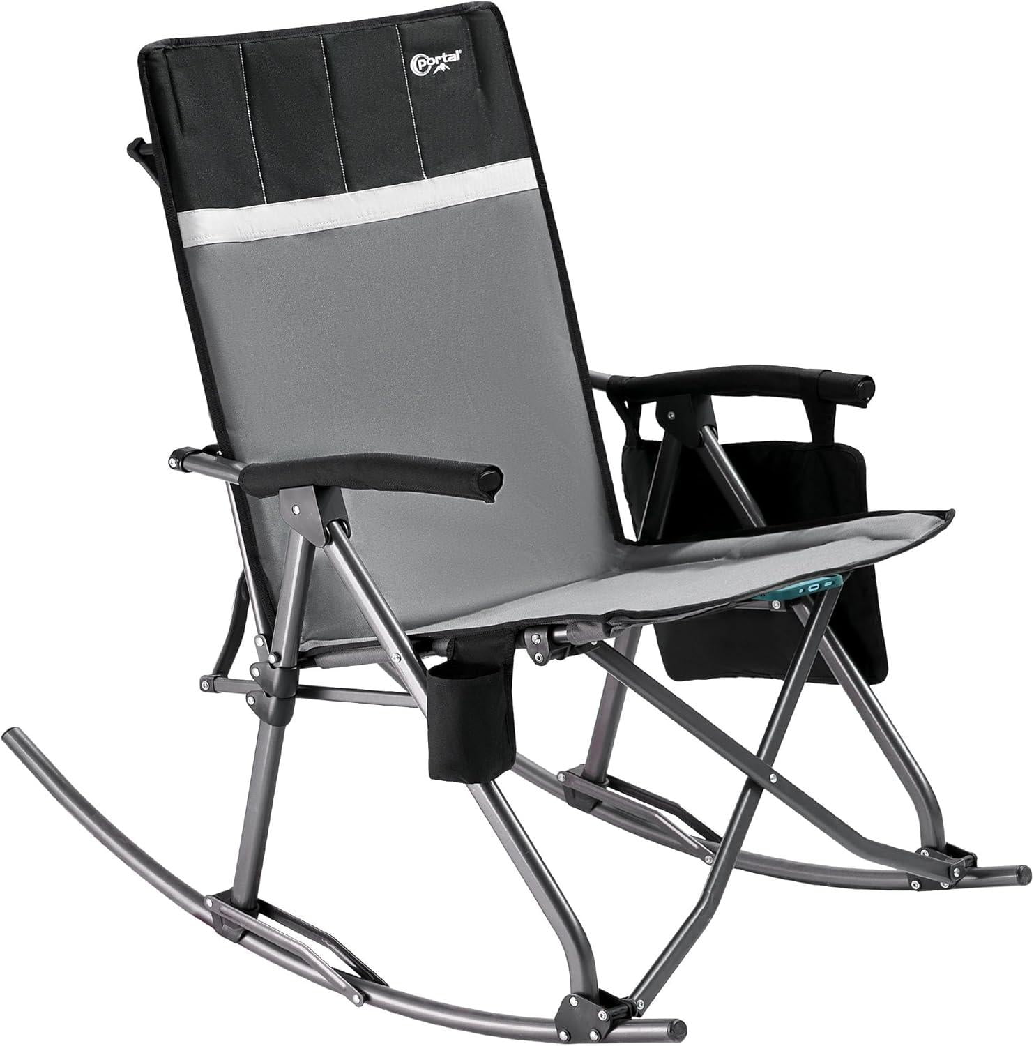 Portal Oversized Folding Rocking Camping Chair Portable Outdoor Rocker with High Back Hard ...