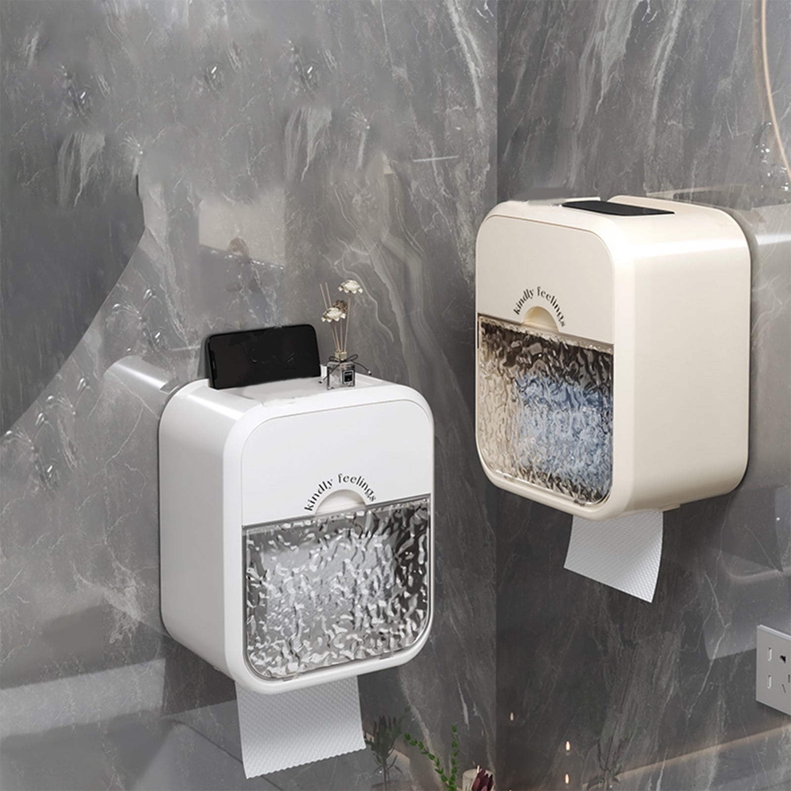 Portarrollos de papel higiénico, organizador de pared, caja para toallas de papel, sin ...