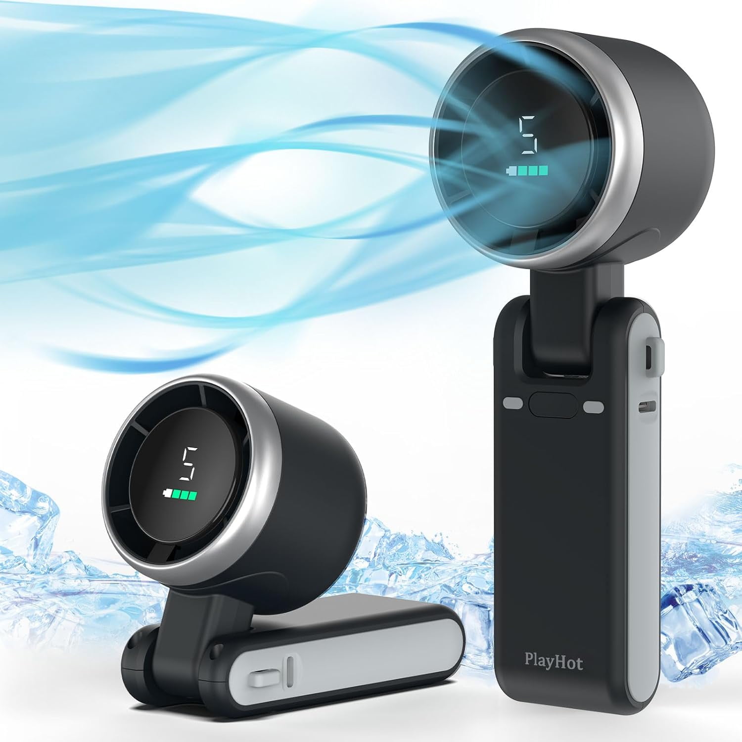 Portble Hndheld Turbo Fn, 5 Ger Wind, Bttery Operted, Up to 12 Wor ...