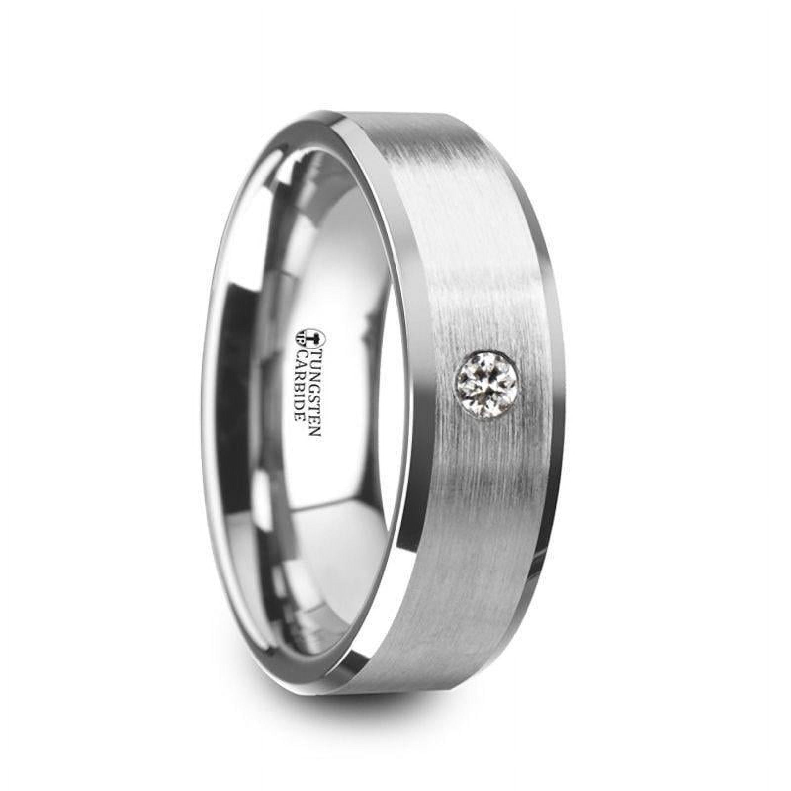Porter Brushed Finish Tungsten Carbide Wedding Ring With White Diamond ...