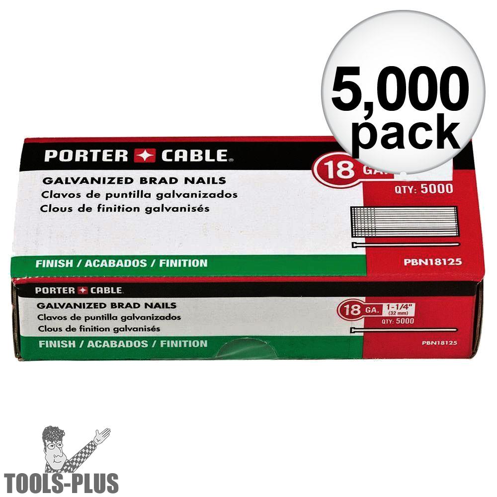 Porter-Cable PBN18075 Box of 5,000 3/4" 18 Gauge Galvanized Brad Nails ...