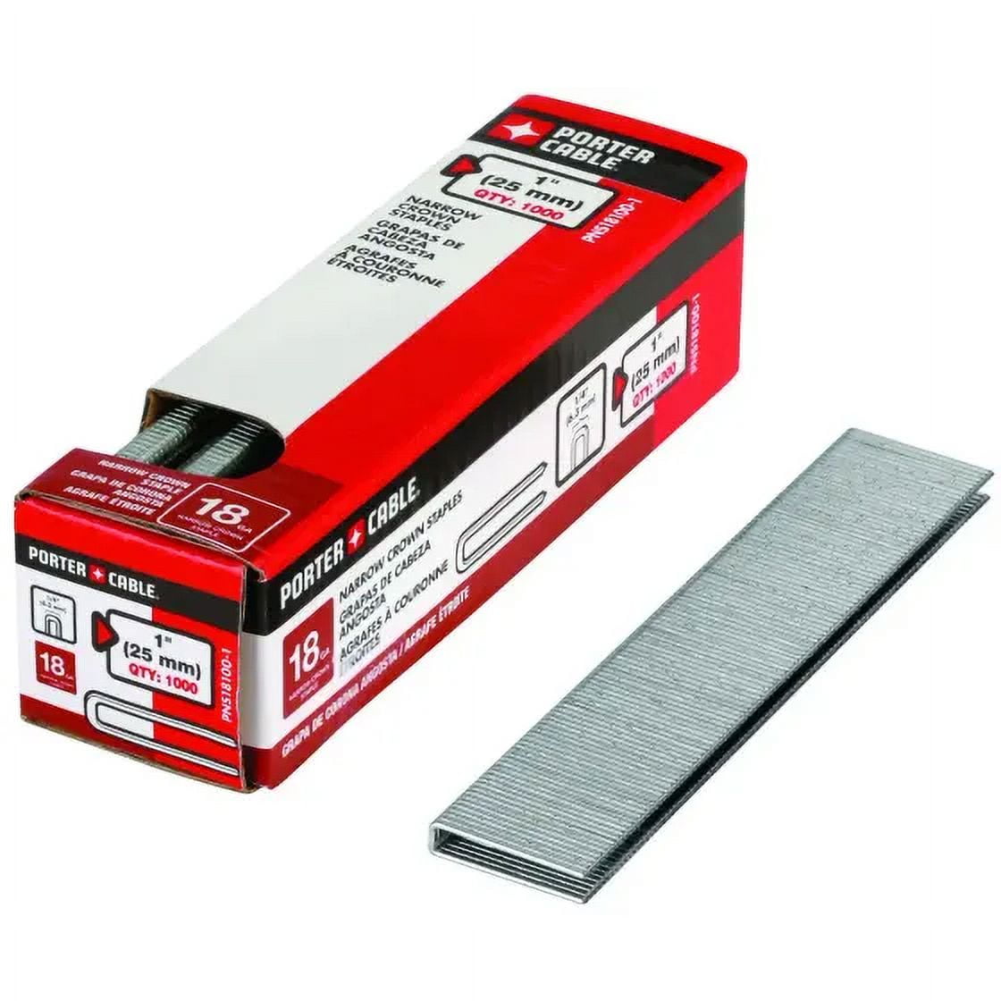 Porter Cable PNS18100-1 Narrow Crown Staples 1 Inch Leg 1/4 Inch Crown ...