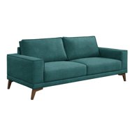 Pemberly Row Contemporary 70" Round Arm Linen Fabric Sofa in Blue ...