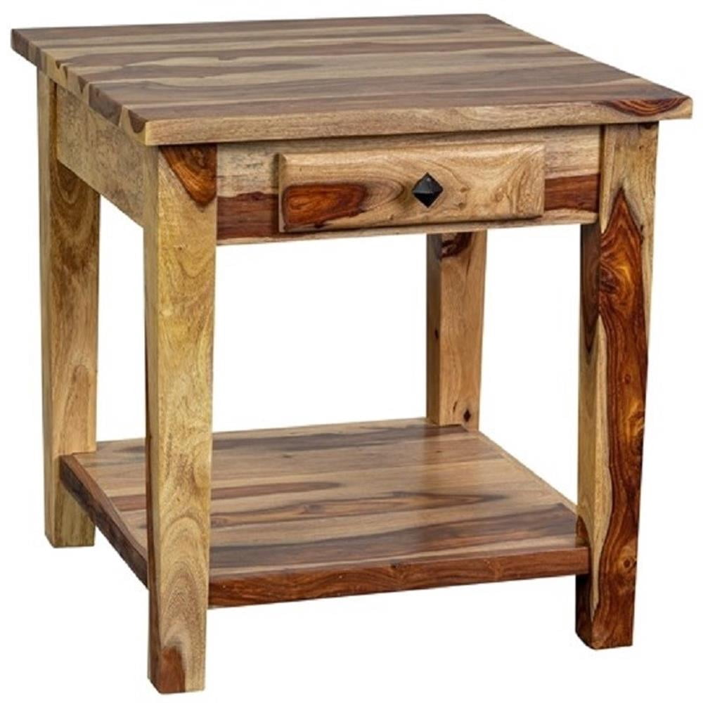 Porter Designs Taos Solid Sheesham Wood 1-Drawer End Table in Brown ...