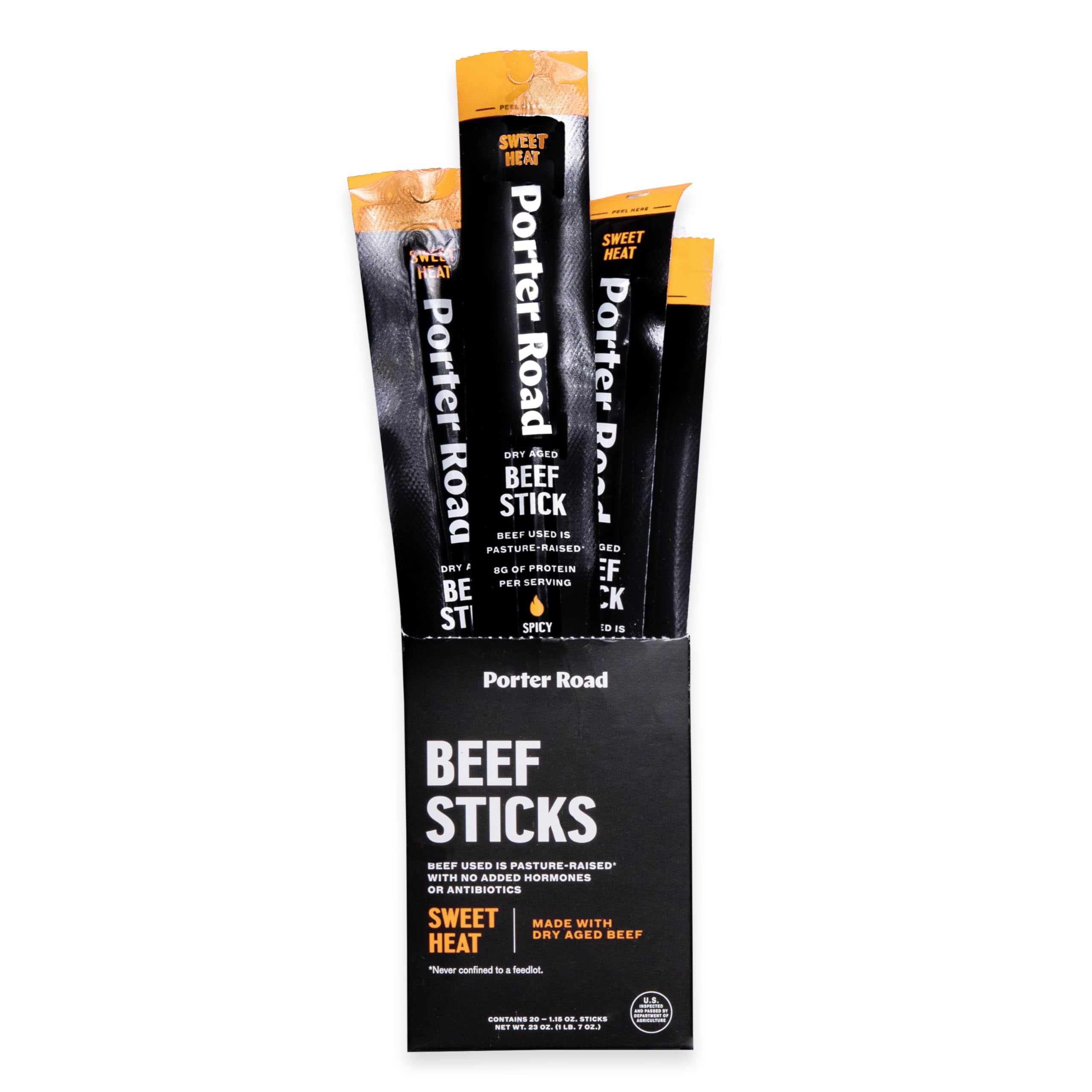 Porter Road Beef Sticks DPF11 - Sweet Heat Meat Dry Aged Beef Jerky ...