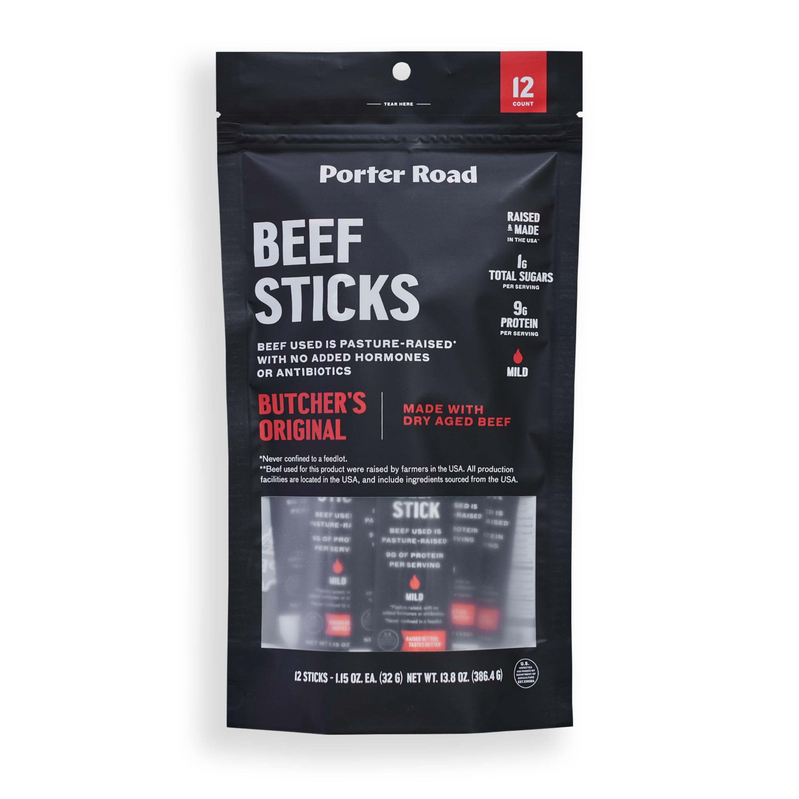 Porter Road Beef Sticks TGF4 - Butcher's Original Meat Aged Beef Jerky ...
